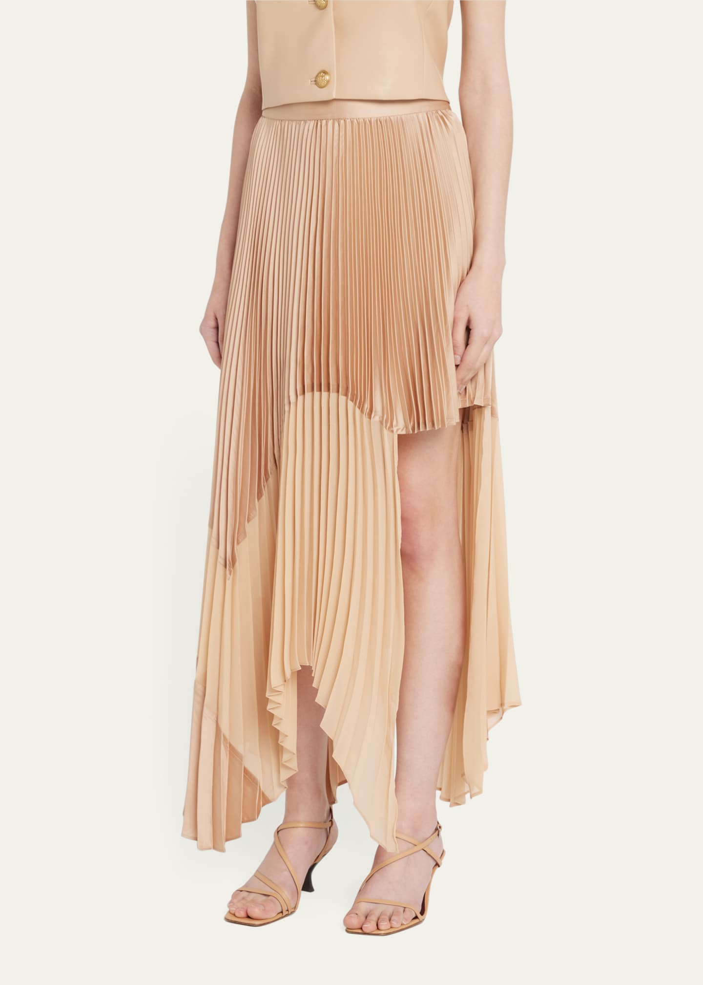 Alice + Olivia Fraley Sunburst Pleated Asymmetric Midi Skirt - Bergdorf ...