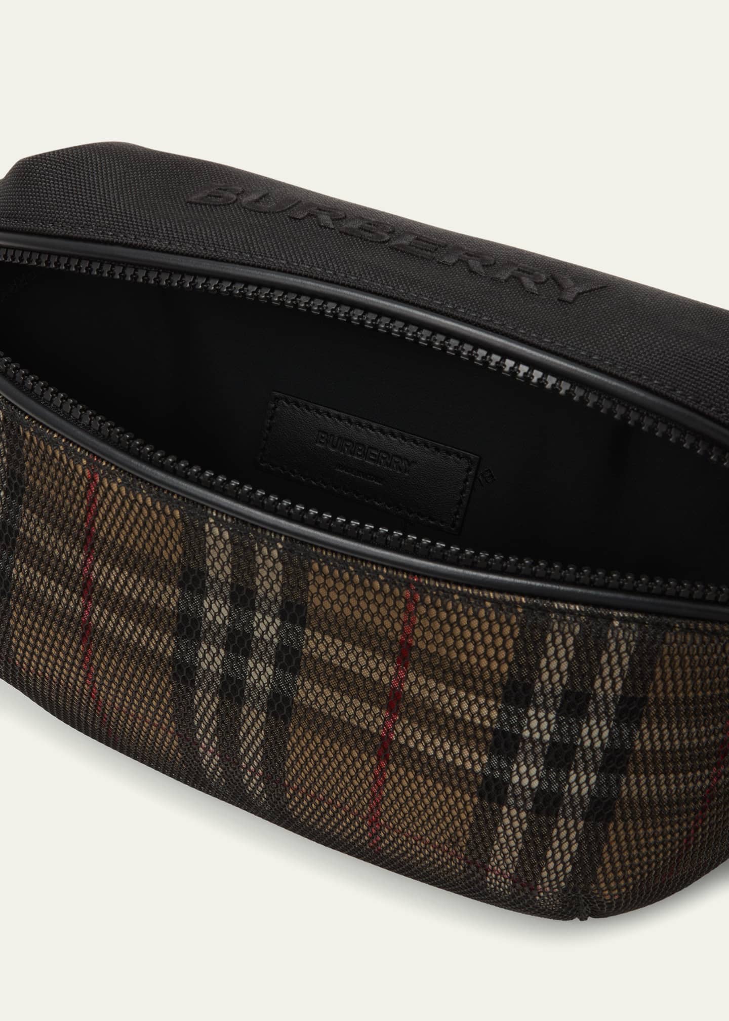 Burberry Men's Sonny Mesh Check Belt Bag - Bergdorf Goodman