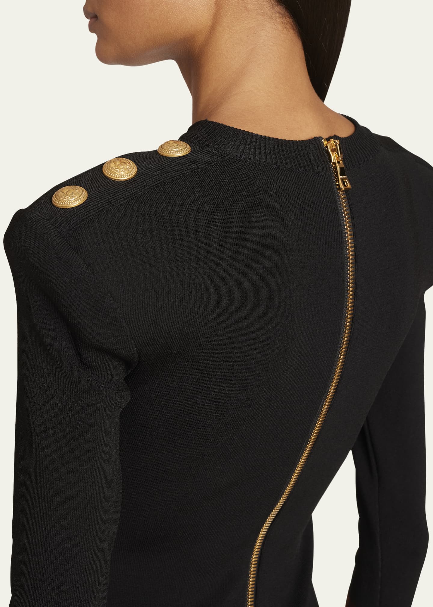 Balmain Fire Button-Shoulder Knit Mini Dress - Bergdorf Goodman