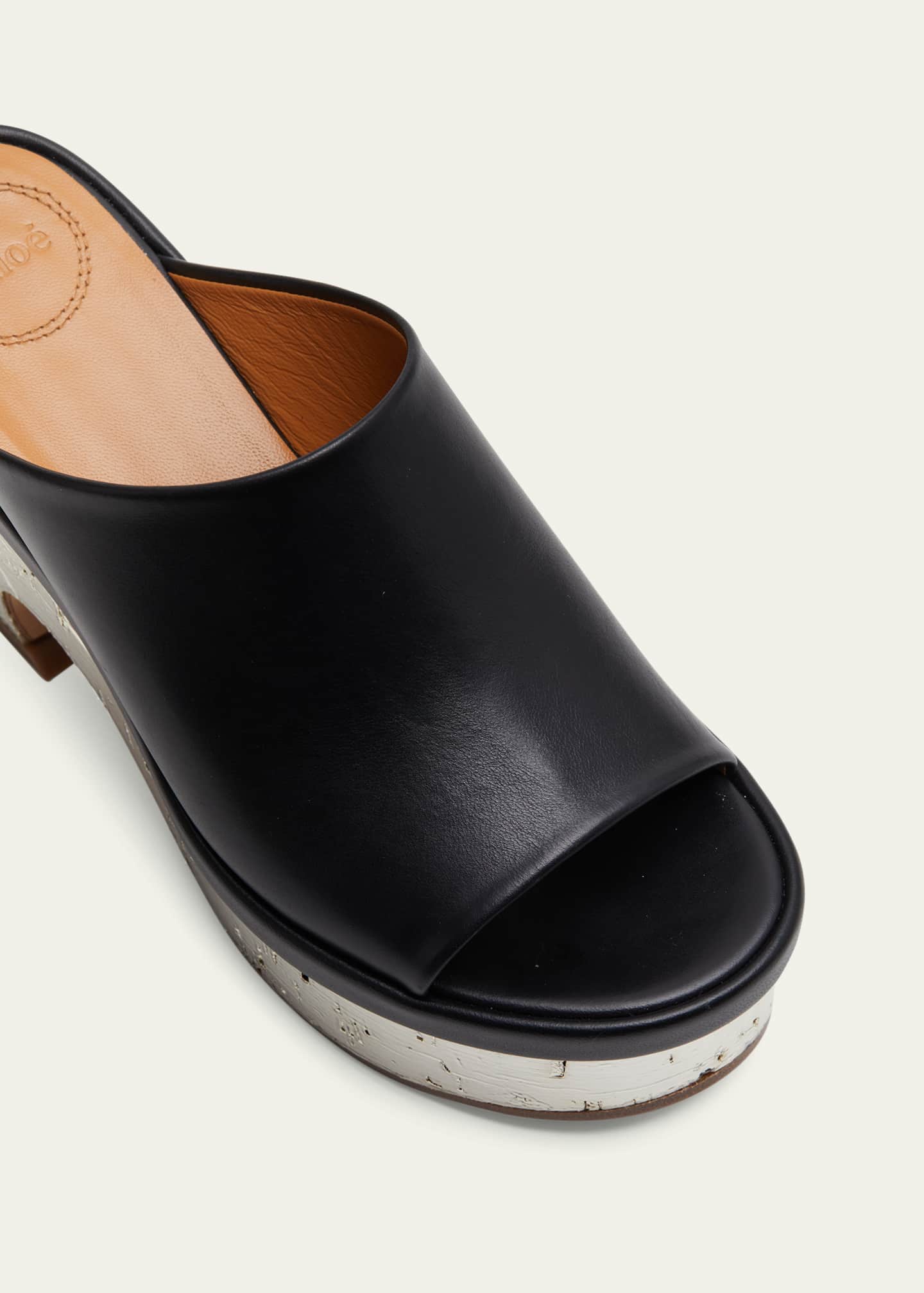 Chloe Oli Platform Open-Toe Leather Mule Sandals - Bergdorf Goodman