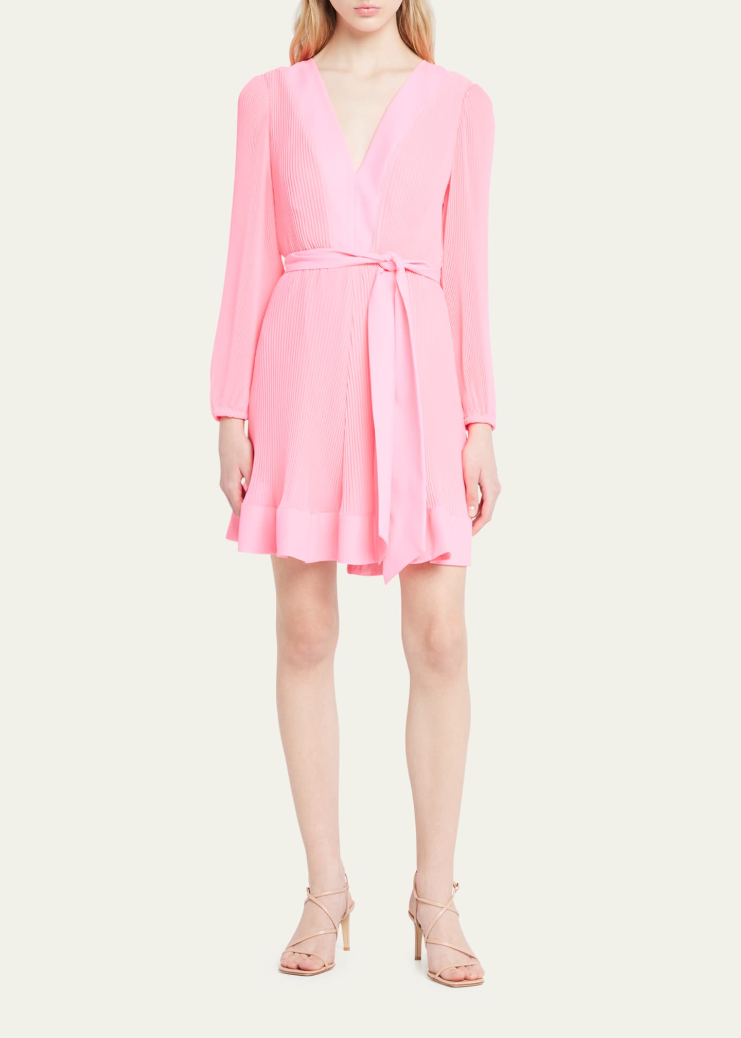 Milly Liv Self-Tie Pleated Chiffon Mini Dress - Bergdorf Goodman