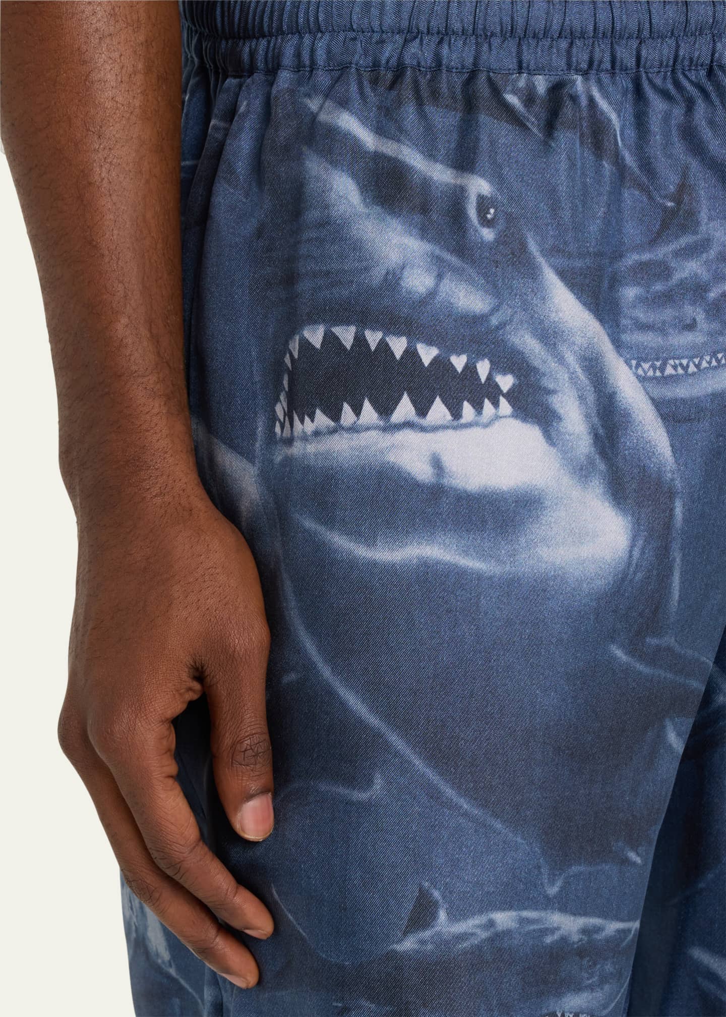 Burberry Men's Silk Shark-Print Shorts - Bergdorf Goodman