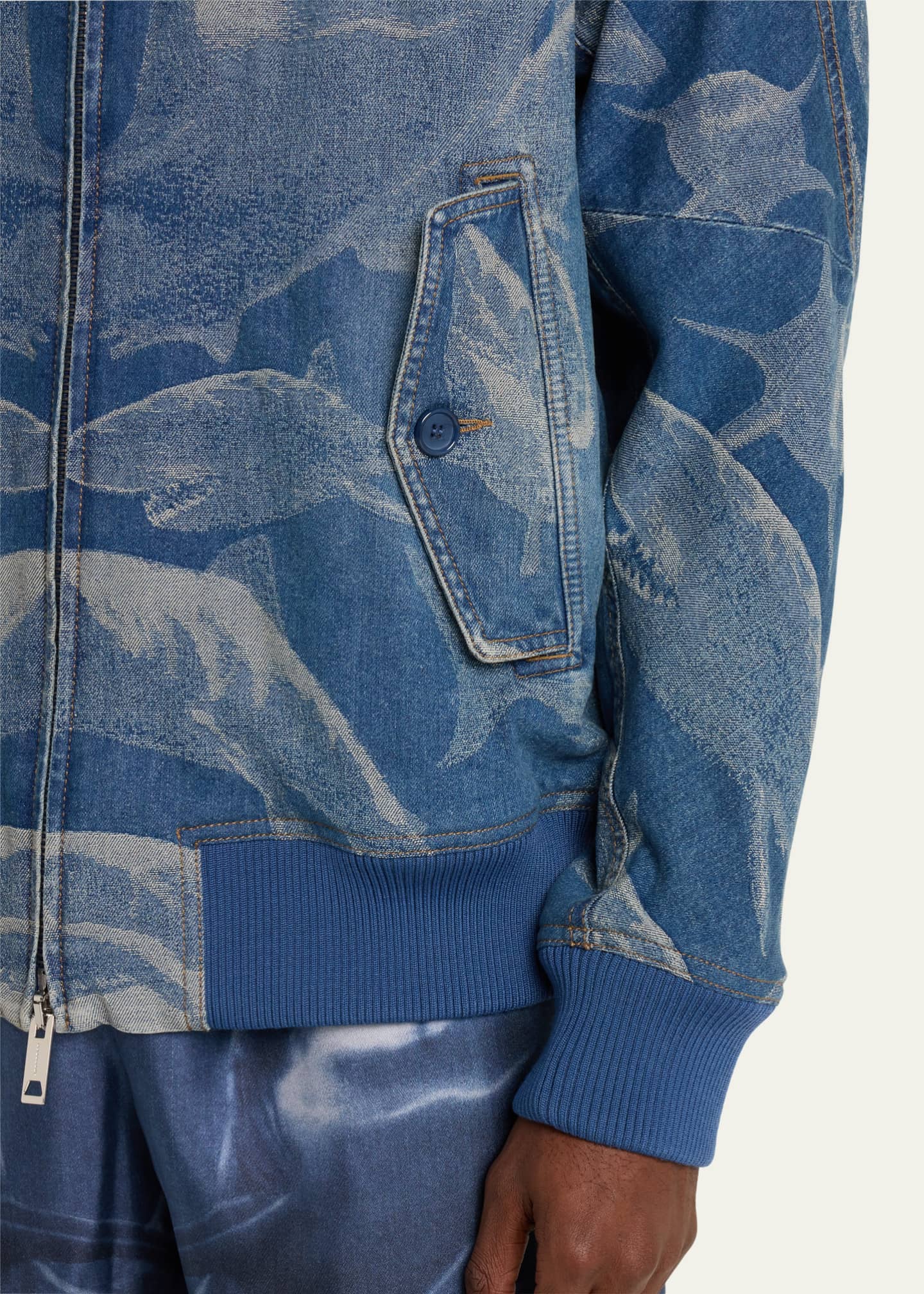 Burberry Men's Shark Graphic Denim Bomber Jacket - Bergdorf Goodman