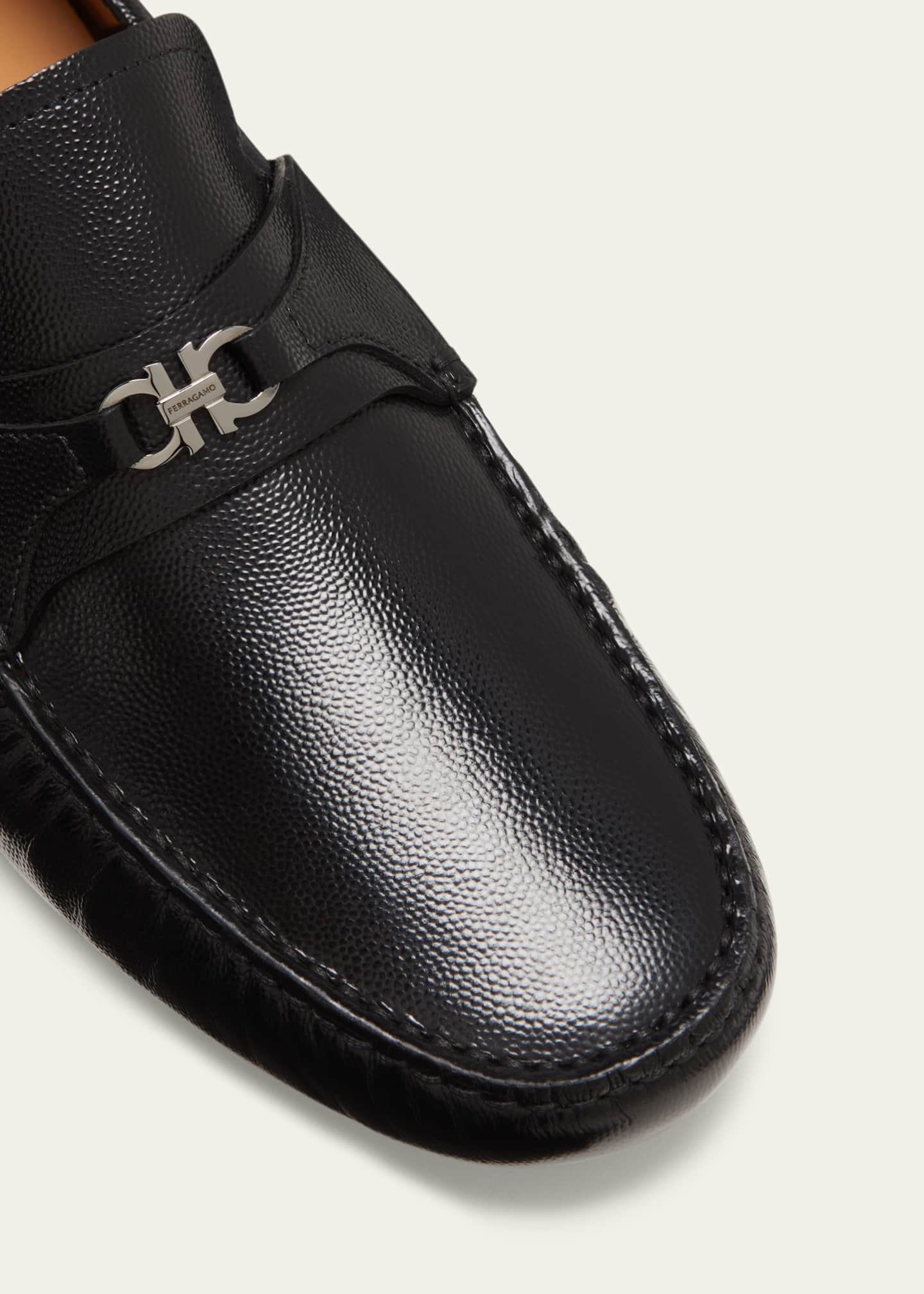 Ferragamo Men's Florin Gancini Bit Leather Drivers - Bergdorf Goodman