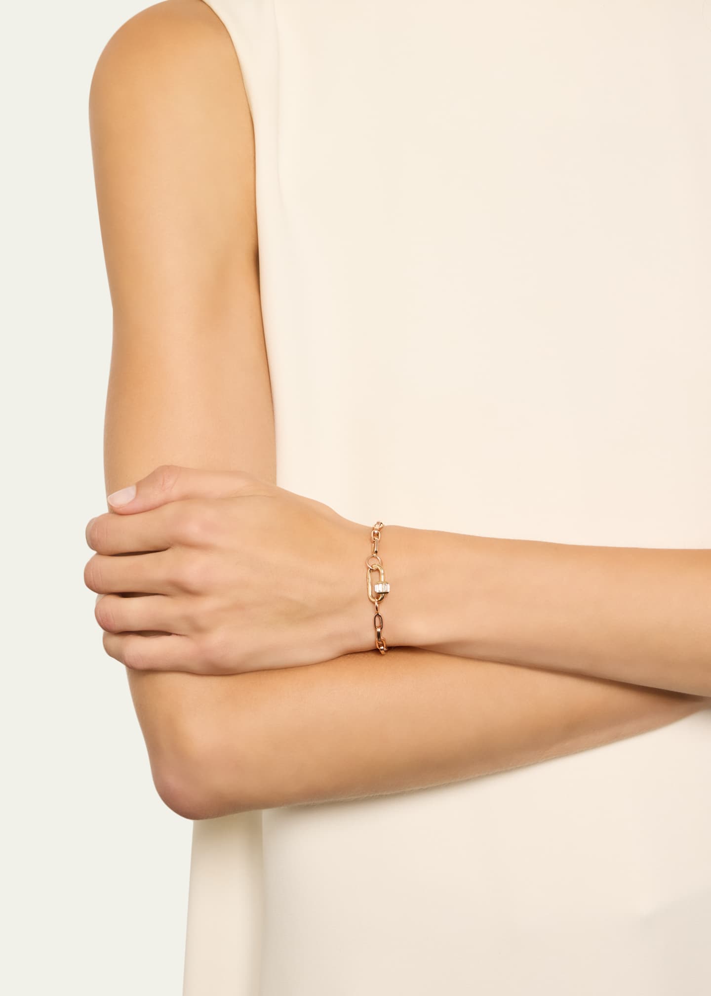 Marla Aaron Handmade Biker Chain Bracelet in 14K Rose Gold, 6"L ...