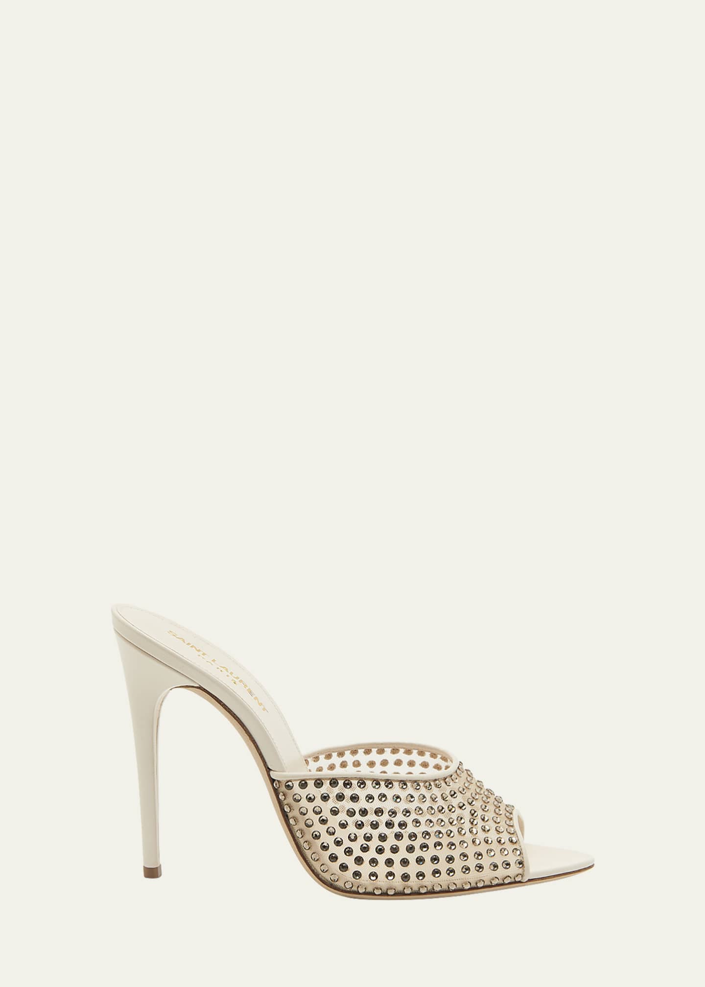 Saint Laurent Gippy Crystal Mesh Stiletto Mules - Bergdorf Goodman