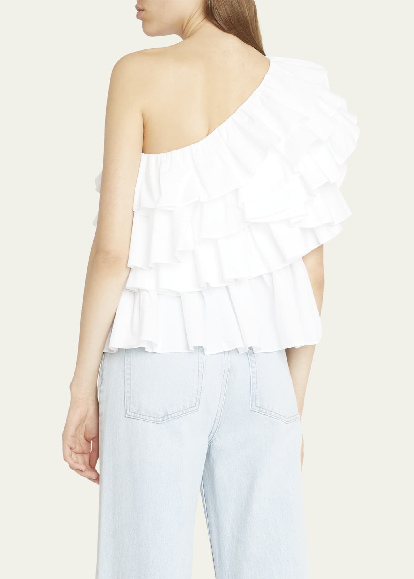 Ulla Johnson Raquel Sleeveless One-Shoulder Tiered-Ruffle Top ...