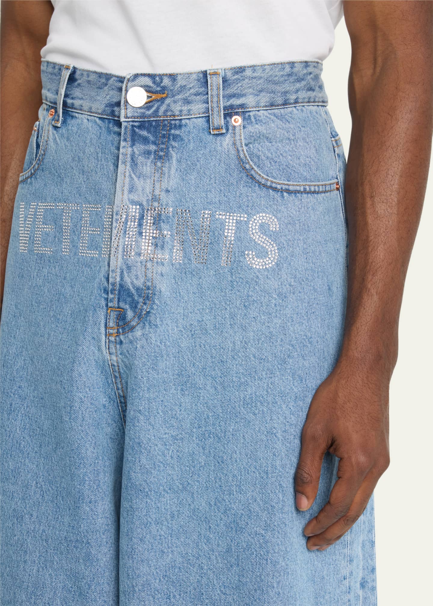 Vetements Men's Crystal Logo Baggy Jeans - Bergdorf Goodman