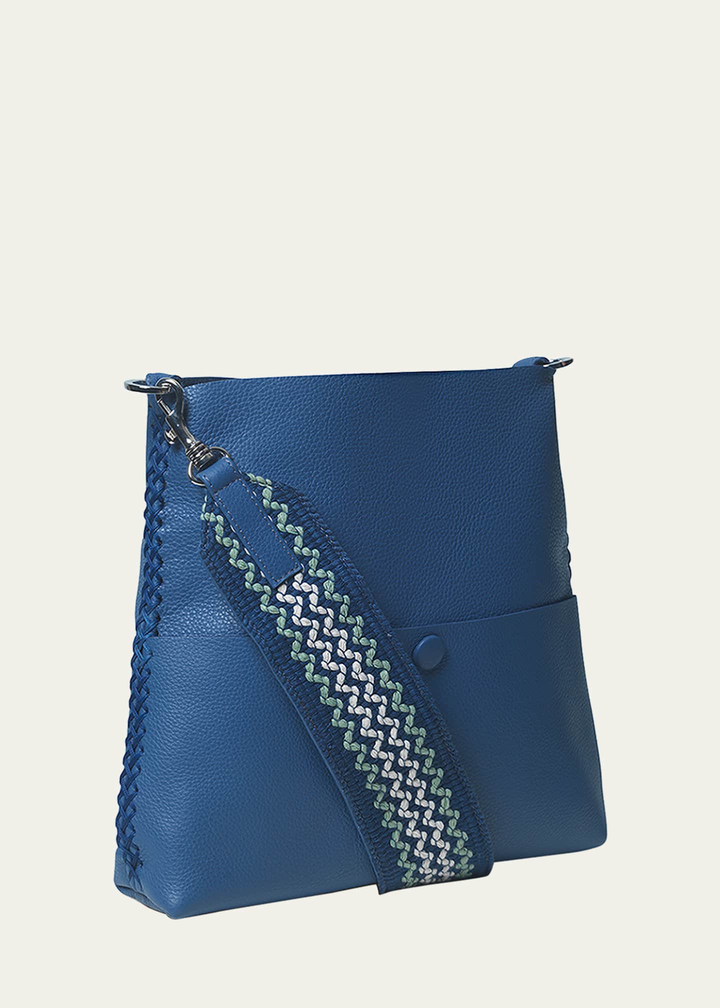 Callista Slim Grained Leather Messenger Bag w/ Zip Pouch - Bergdorf Goodman