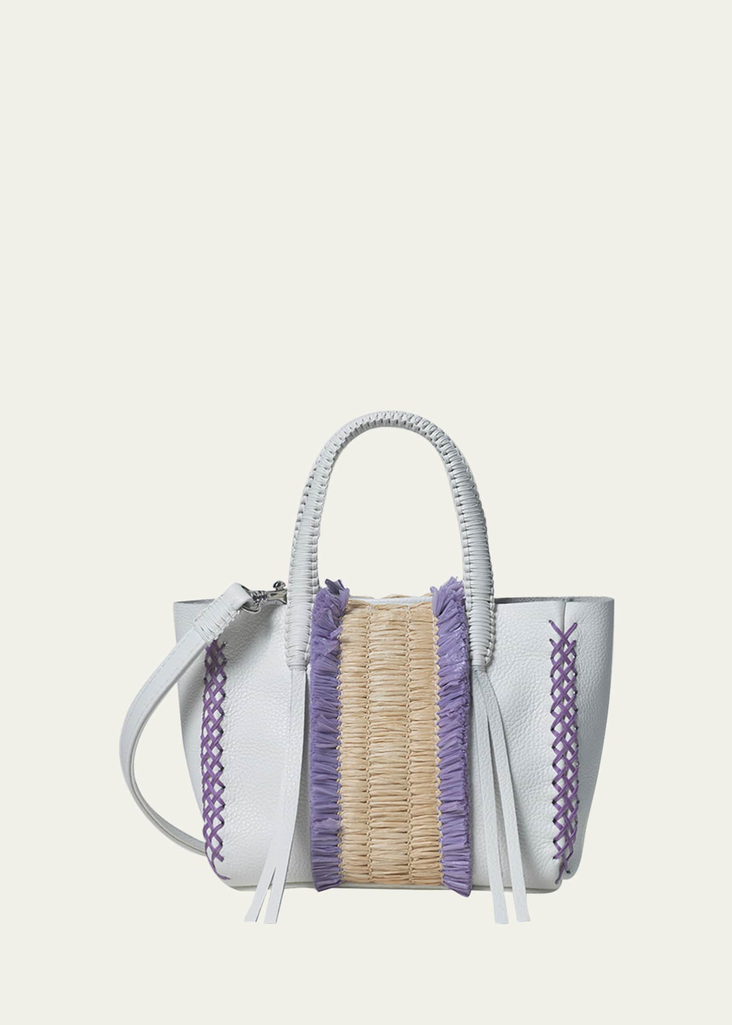 Callista Micro Leather & Raffia Tote Bag - Bergdorf Goodman