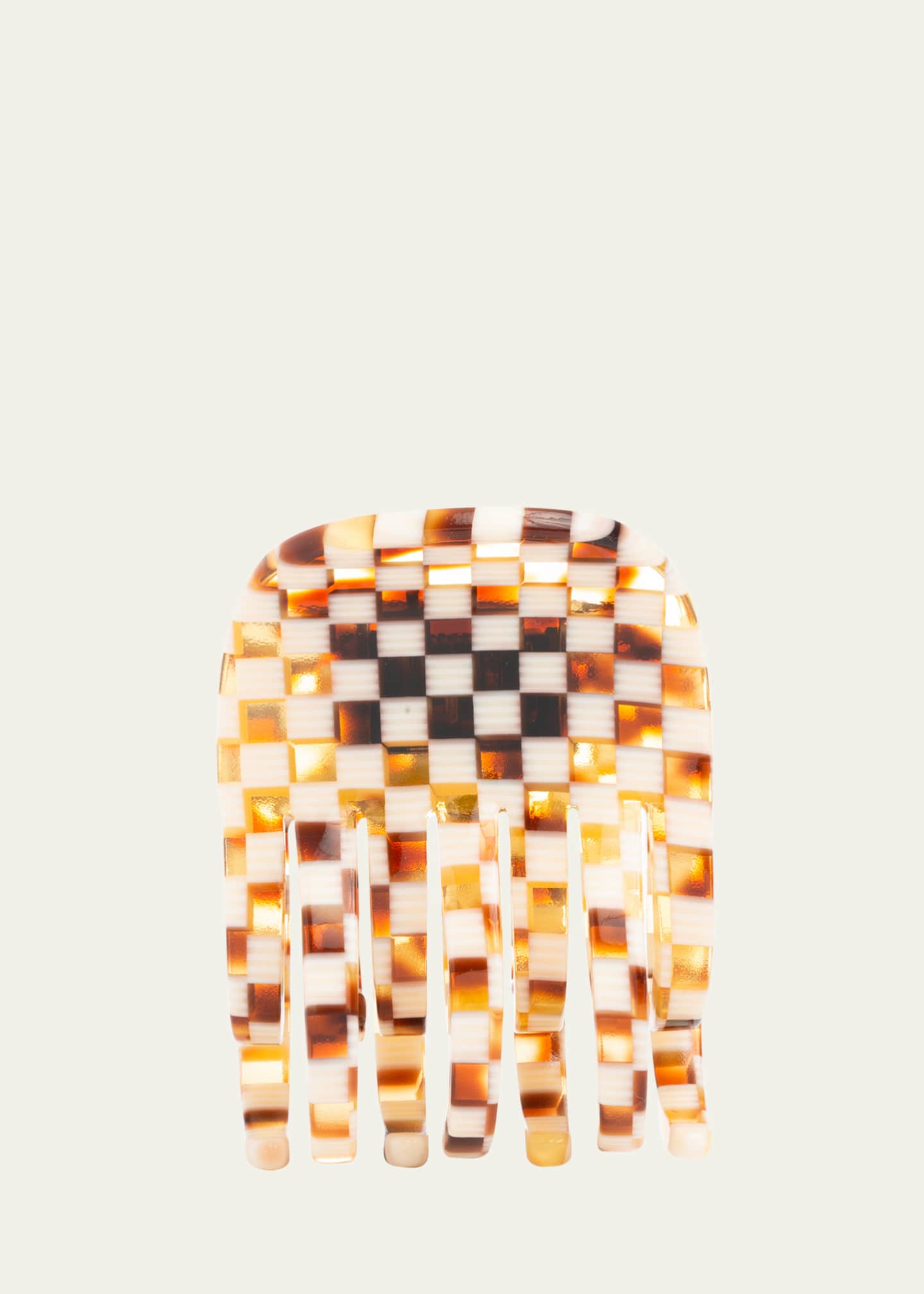 France Luxe Double Tooth Checkered Jaw Clip - Bergdorf Goodman