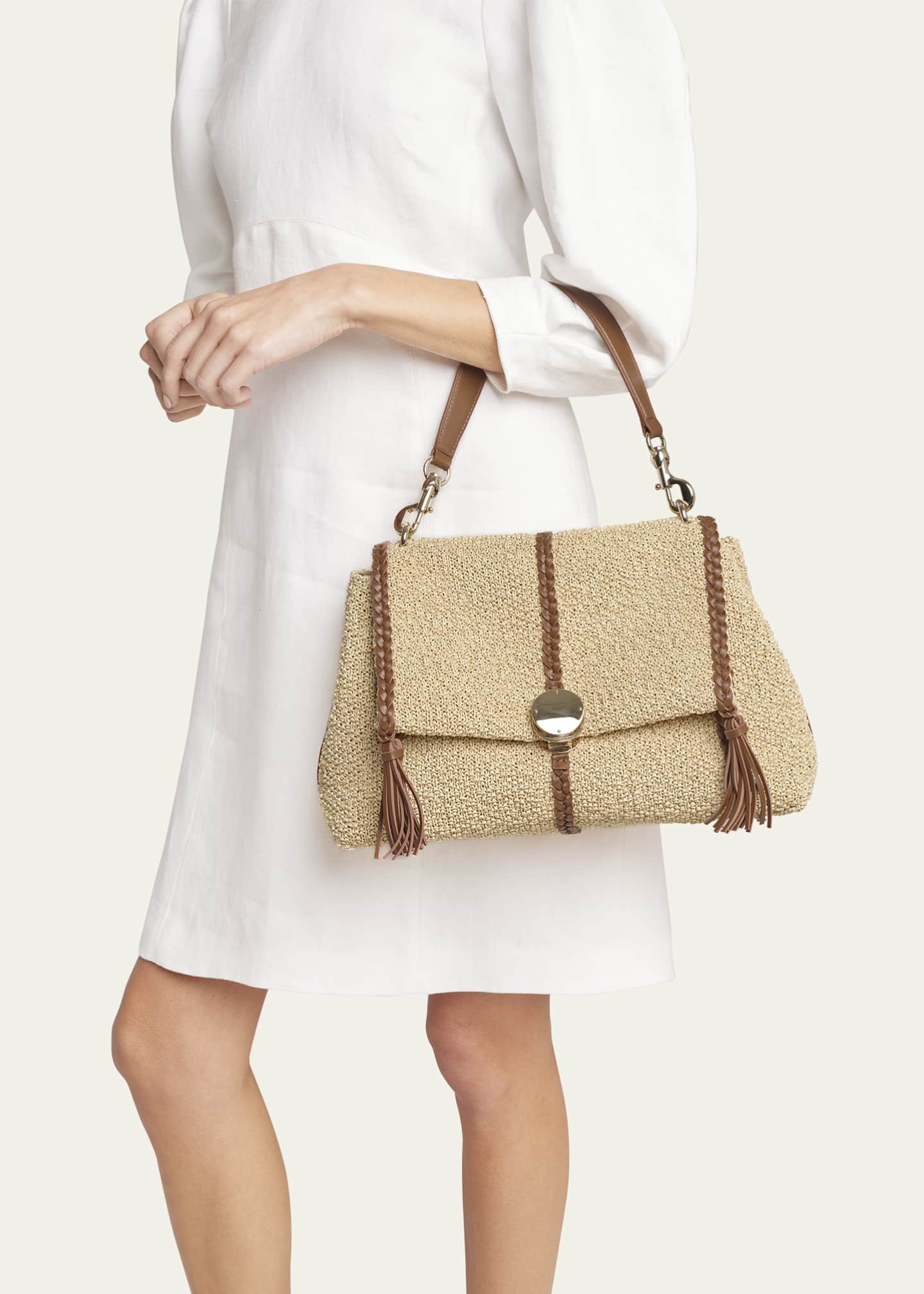 Chloe Penelope Medium Bouclette Raffia Shoulder Bag - Bergdorf Goodman