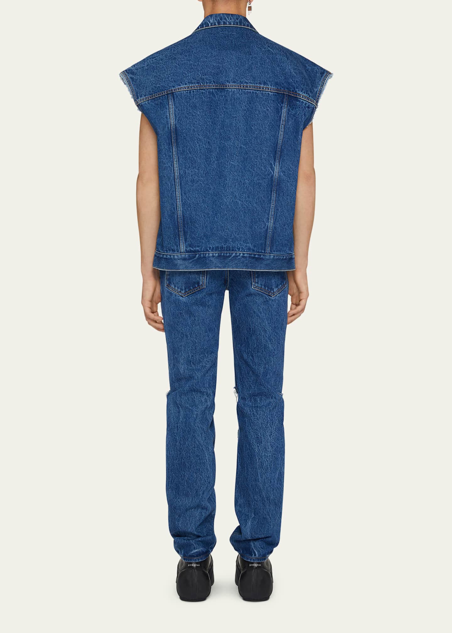 Givenchy Men's Denim Oversized Cutoff Trucker Jacket - Bergdorf Goodman