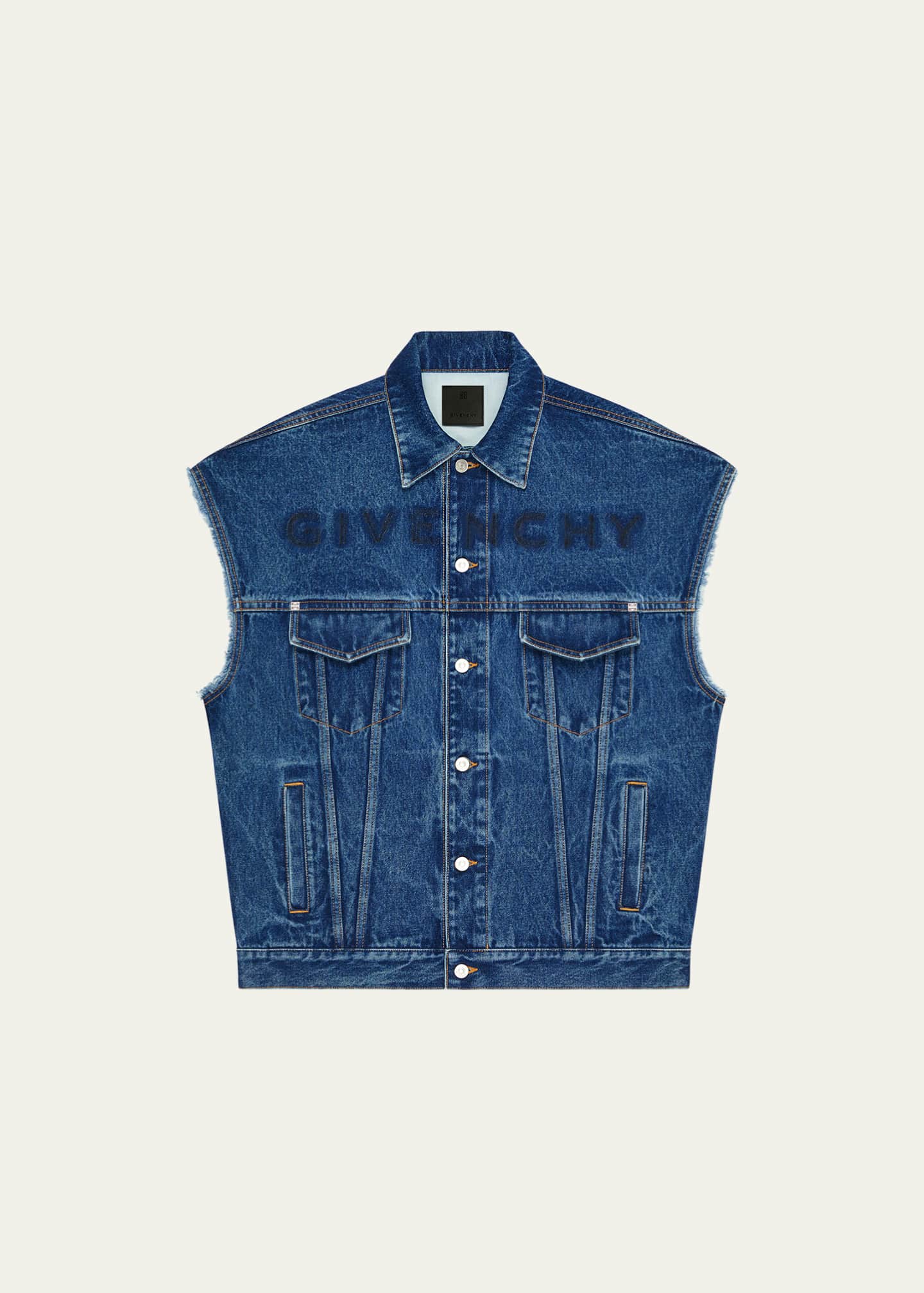 Givenchy Men's Denim Oversized Cutoff Trucker Jacket - Bergdorf Goodman