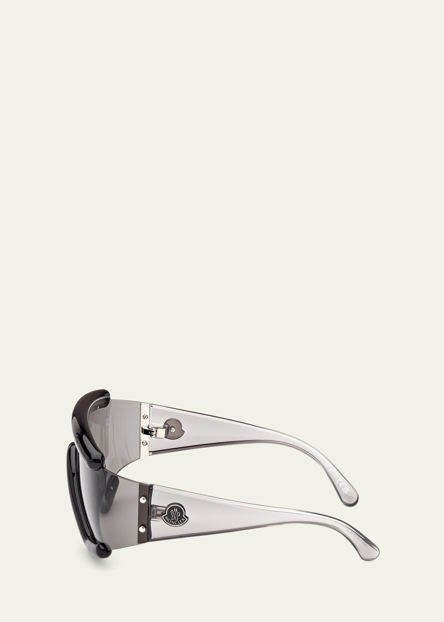 Moncler Semi-Rimmed Transparent Acetate Wrap Sunglasses - Bergdorf Goodman