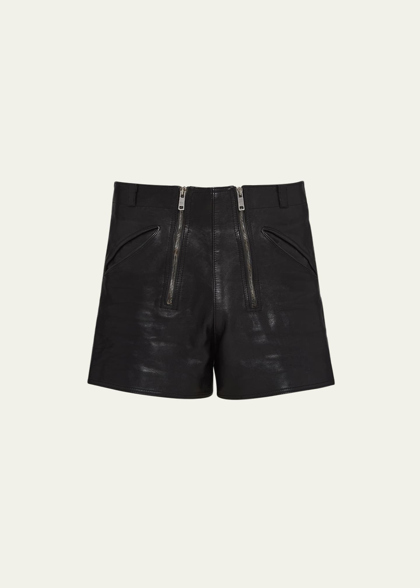 Prada Men's Leather Double-Zip Shorts - Bergdorf Goodman
