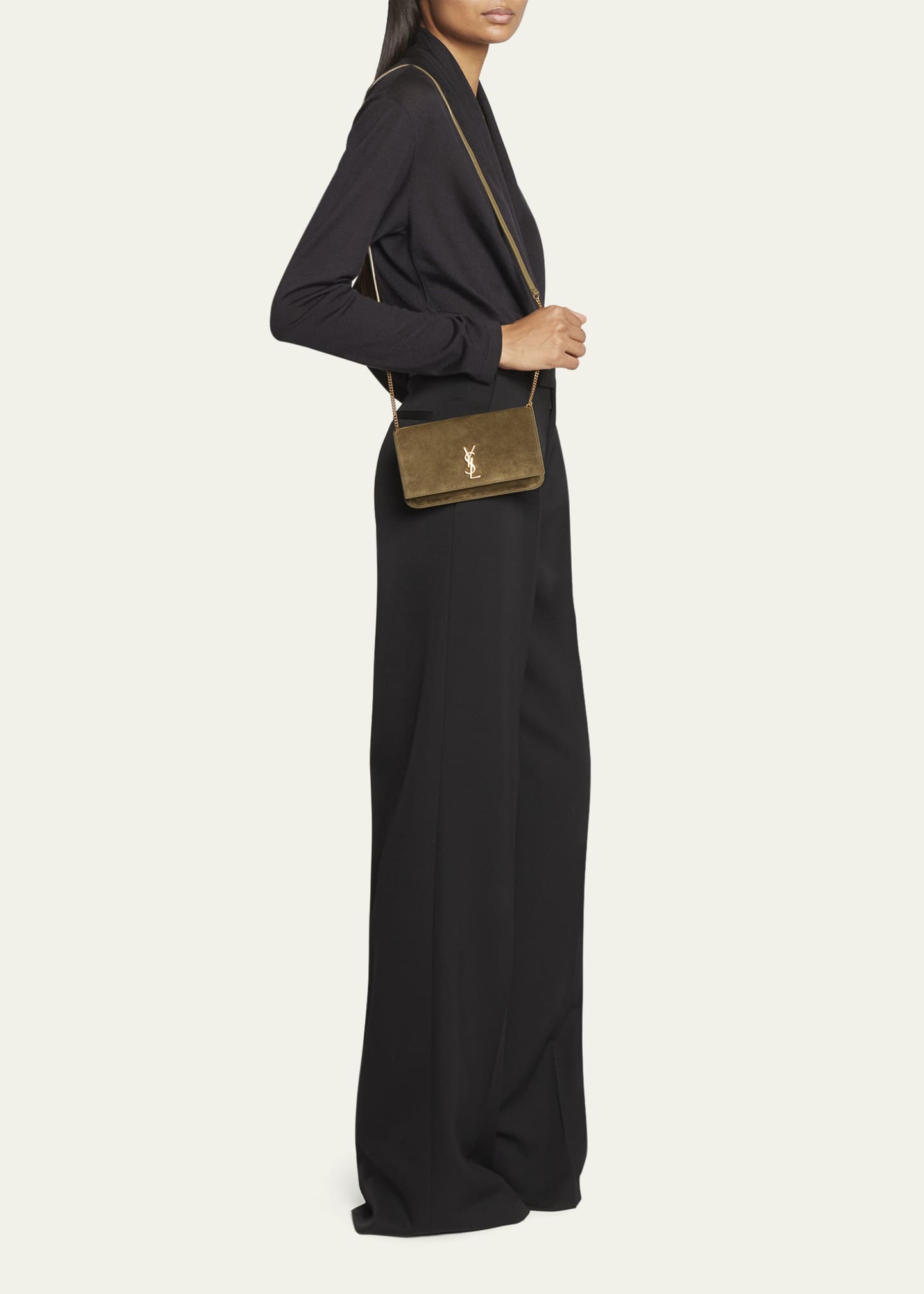 Saint Laurent Cassandra YSL Suede Phone Shoulder Bag - Bergdorf Goodman