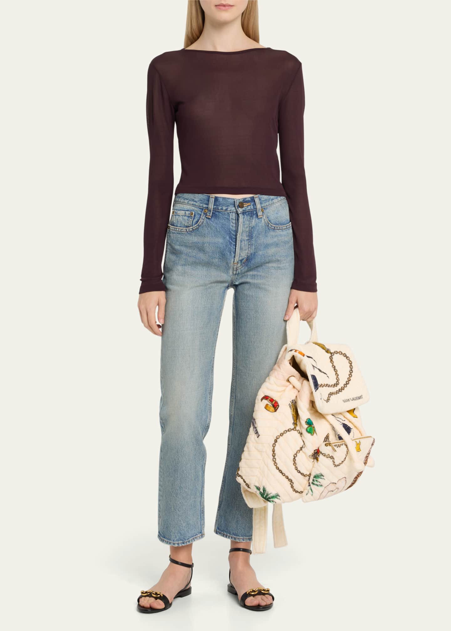 Saint Laurent Summer-Print Quilted Terry Cloth Backpack - Bergdorf Goodman