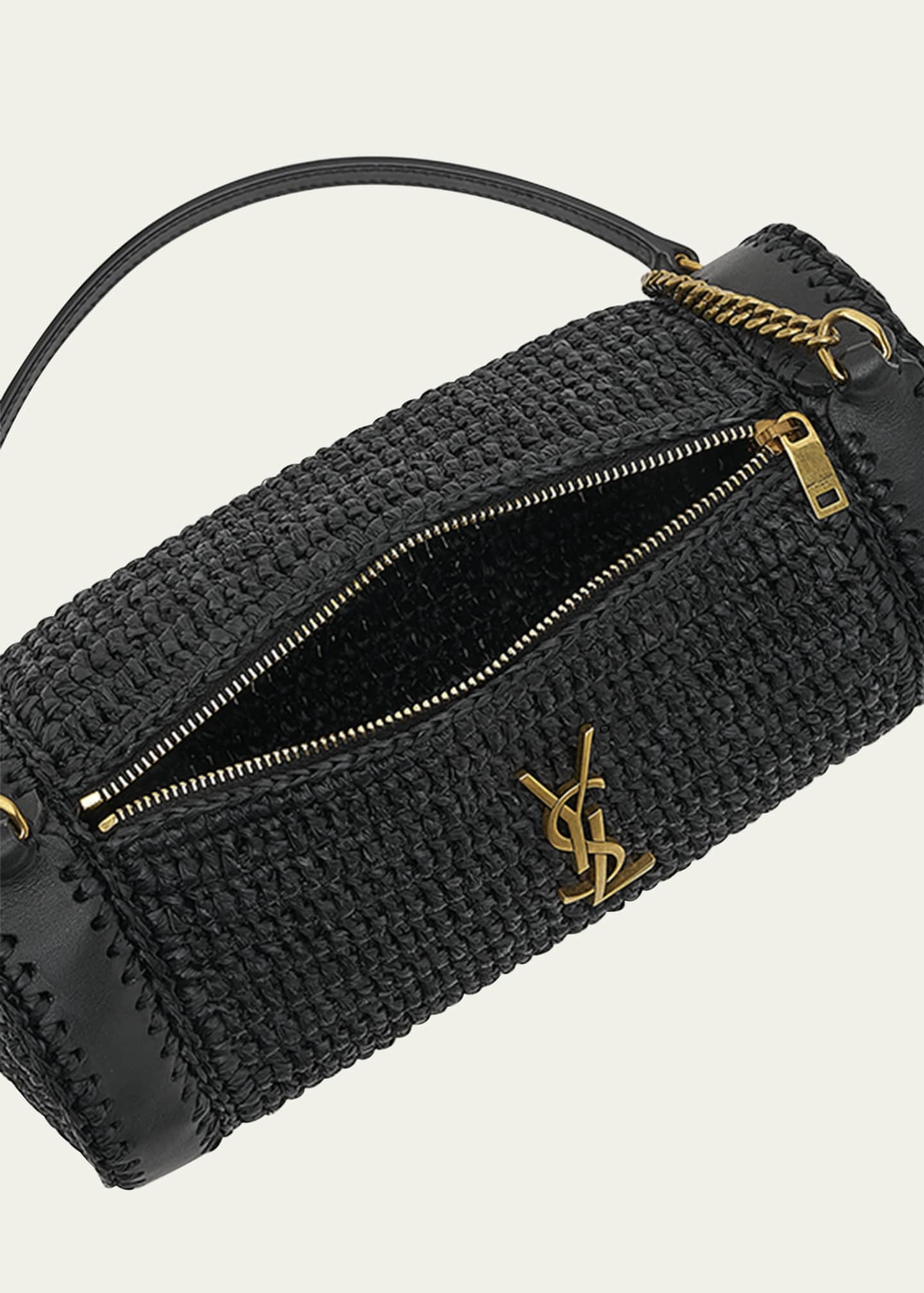Saint Laurent Cassandre Small YSL Tube Shoulder Bag in Raffia ...