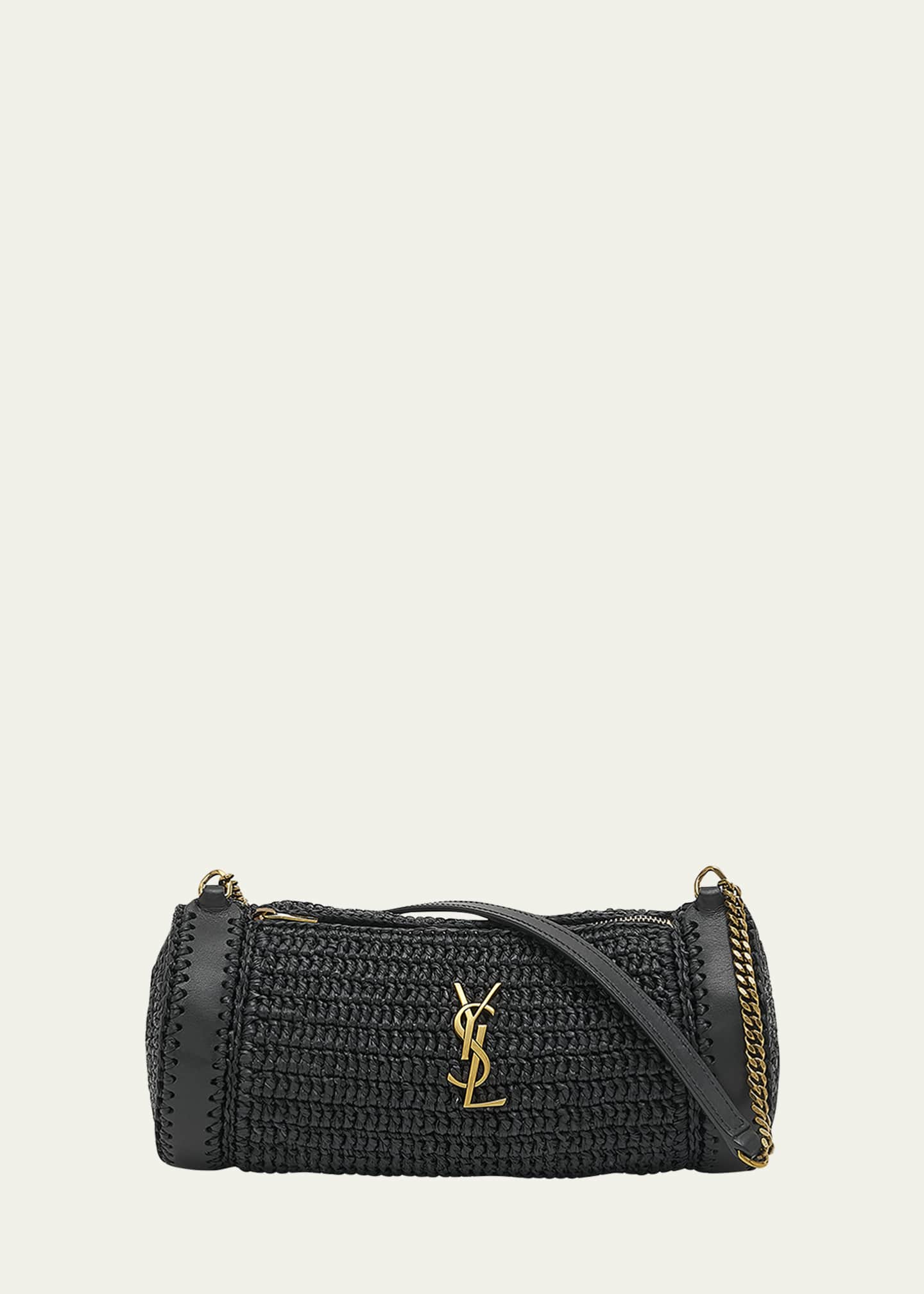Saint Laurent Cassandre Small YSL Tube Shoulder Bag in Raffia ...