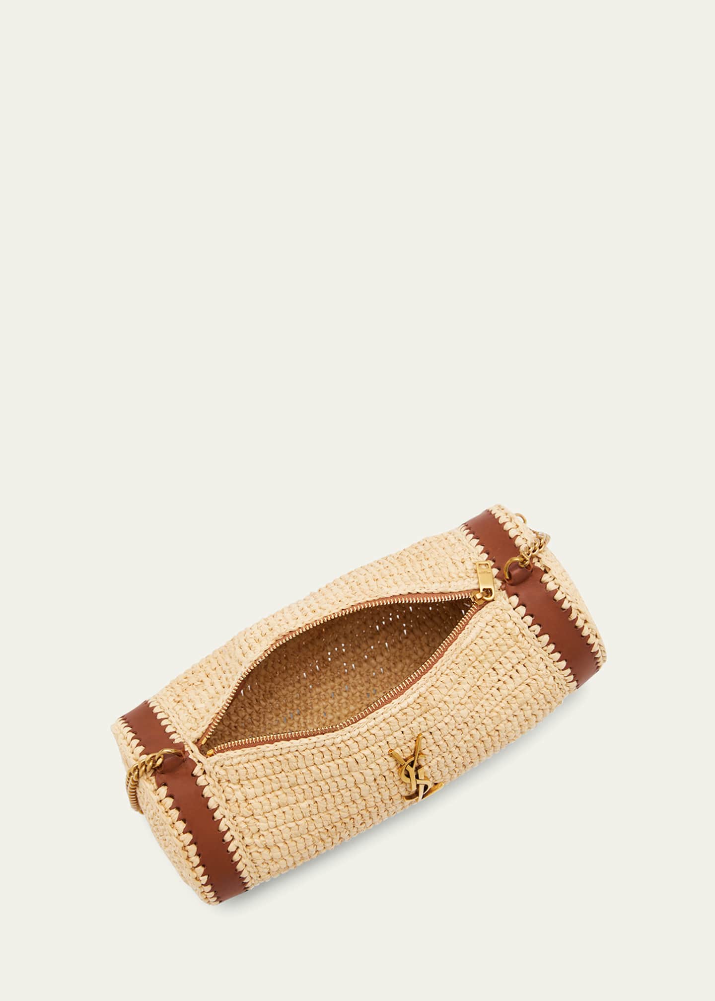 Saint Laurent Cassandre Small YSL Tube Shoulder Bag in Raffia ...