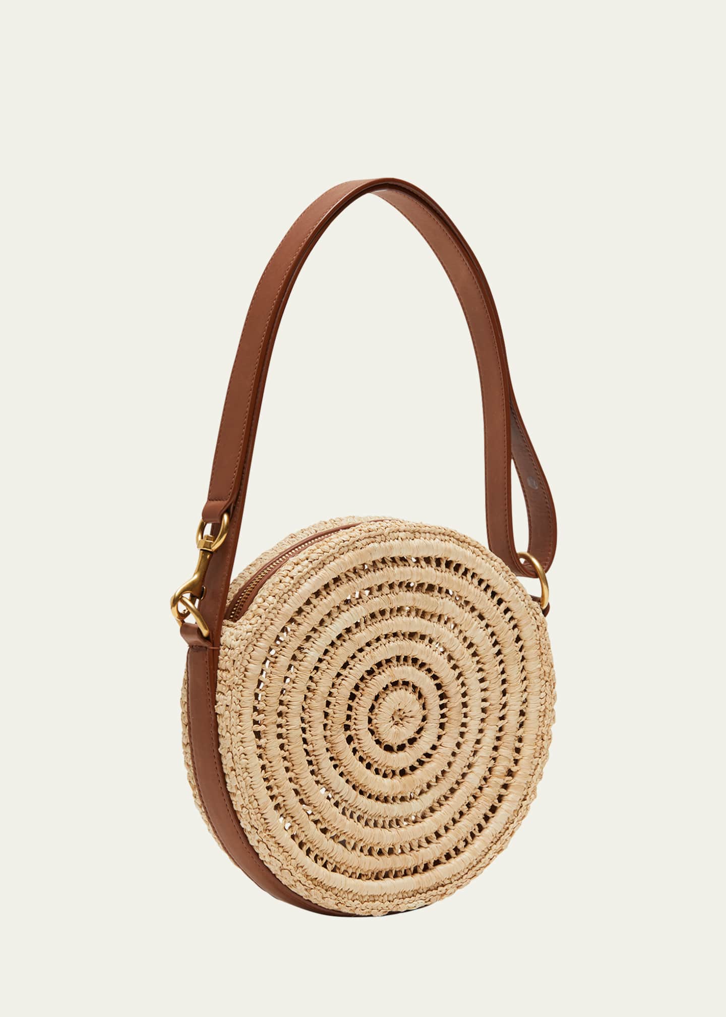 Saint Laurent YSL Monogram Round Shoulder Bag in Raffia - Bergdorf Goodman