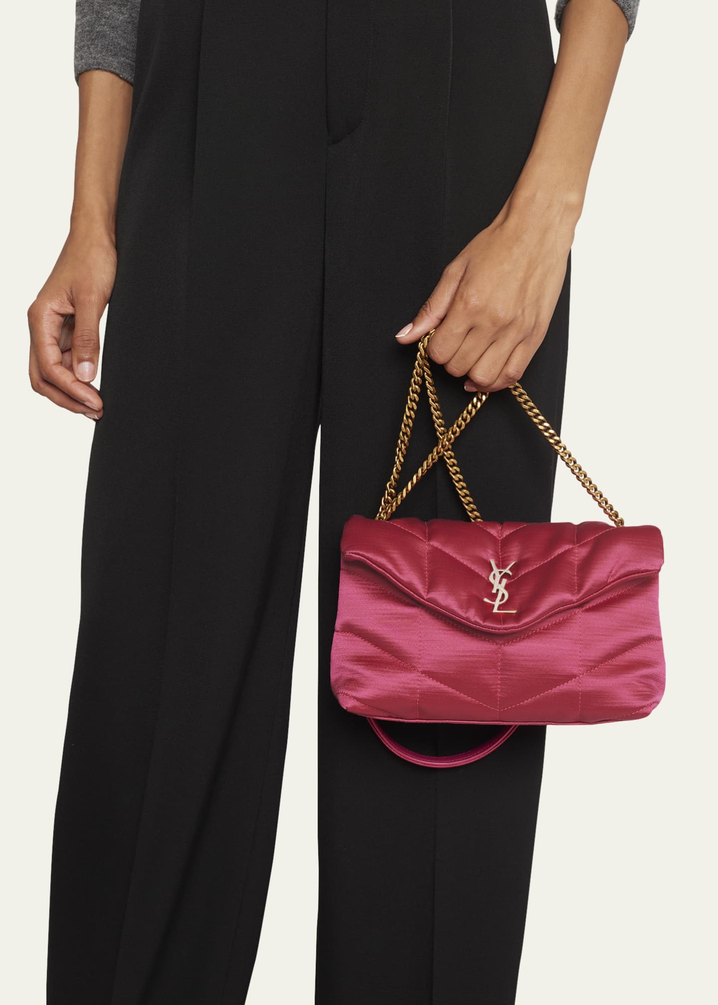 Saint Laurent Lou Puffer Toy YSL Crossbody Bag in Quilted Satin ...