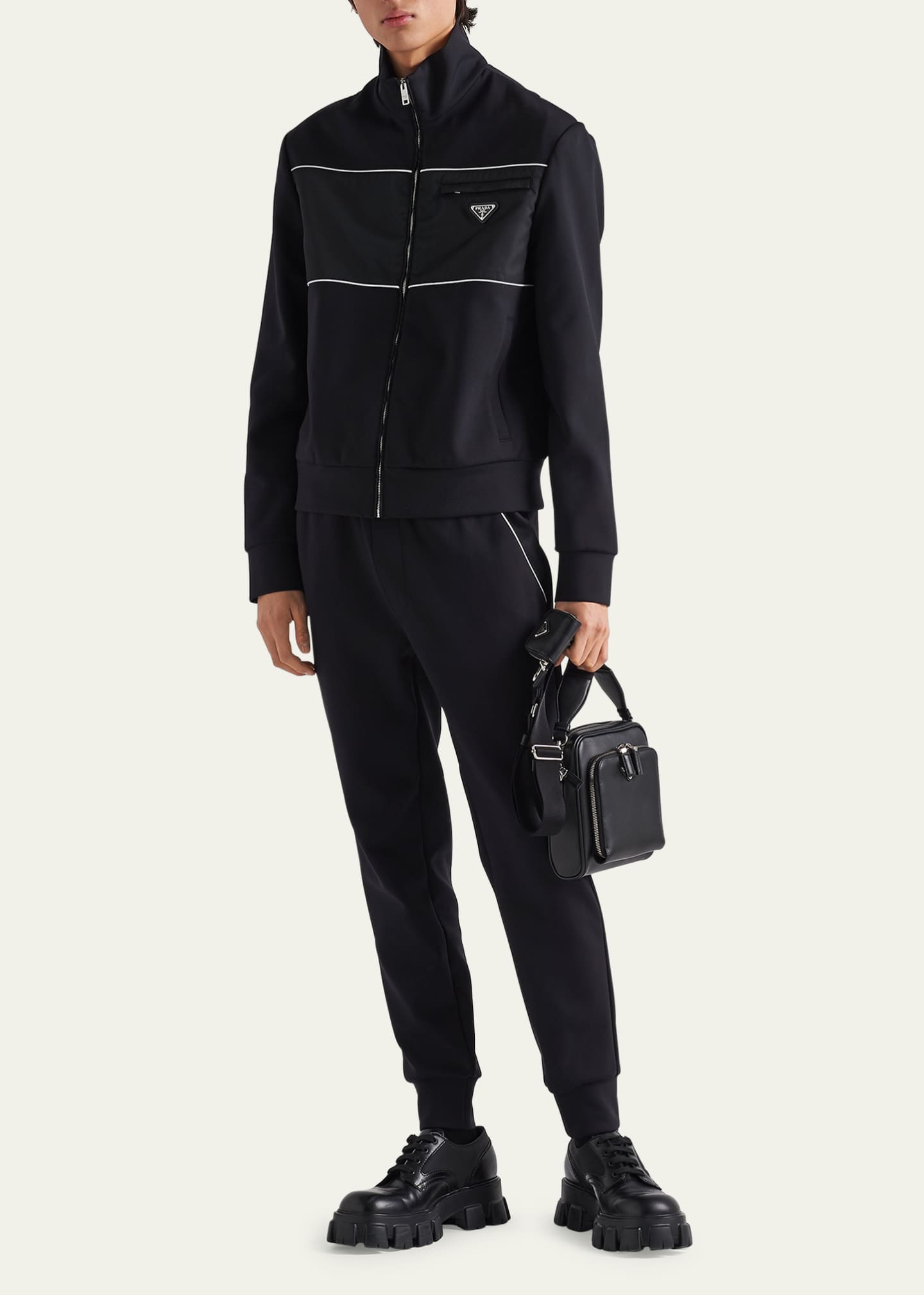 Prada Men's Tech Fleece Full-Zip Sweatshirt - Bergdorf Goodman