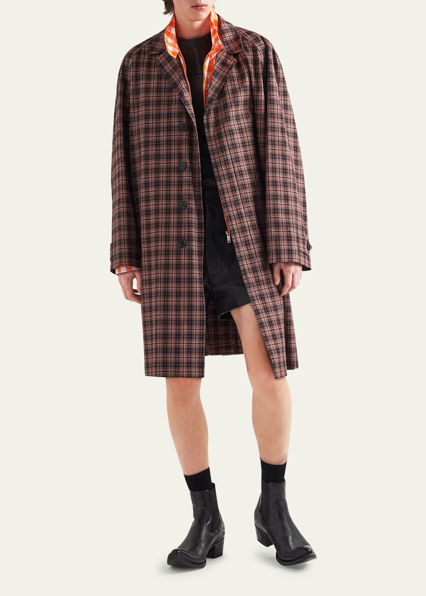 Prada Men's Oversized Check Coat - Bergdorf Goodman