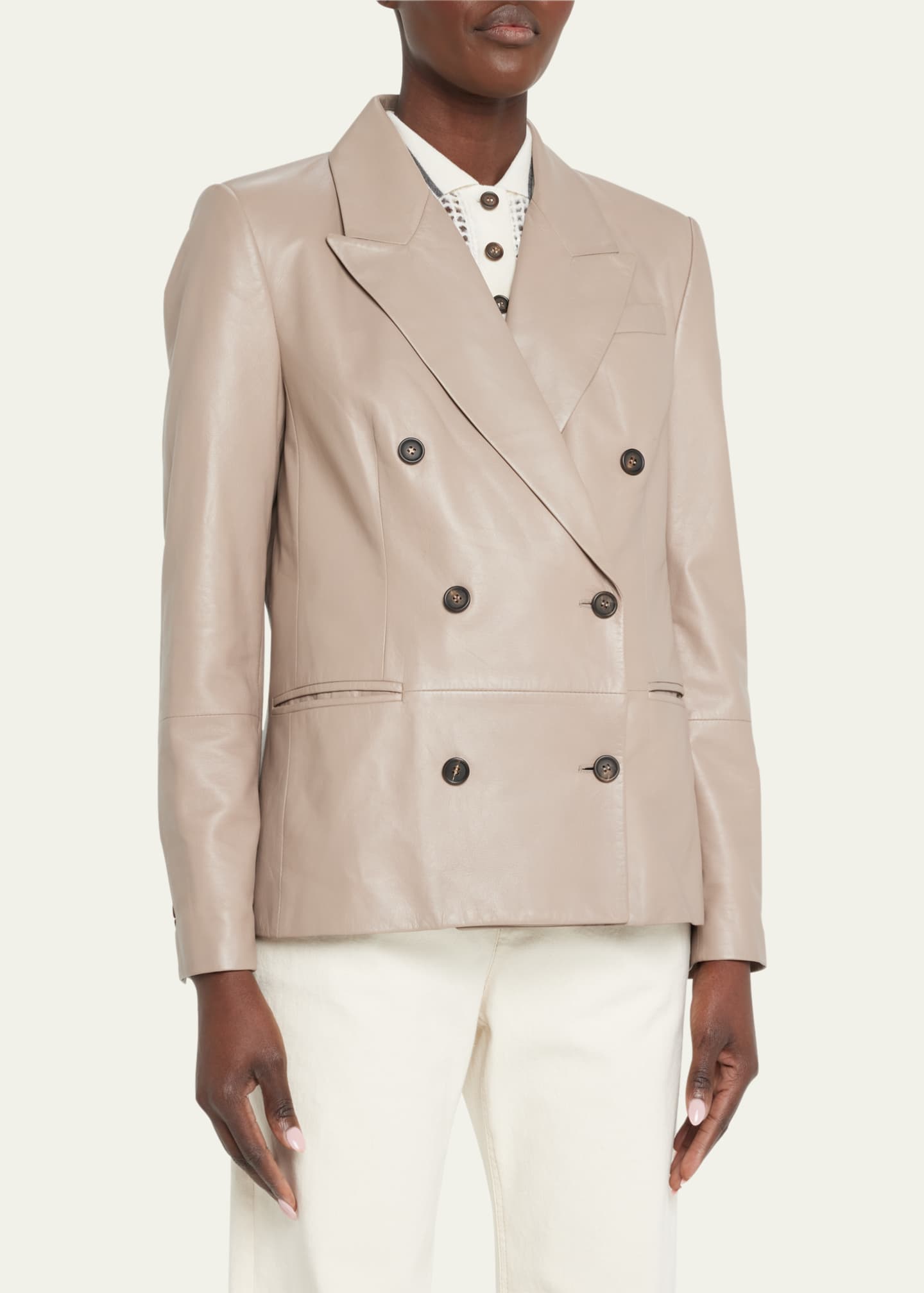 Brunello Cucinelli Button-Front Nappa Leather Short Jacket - Bergdorf ...