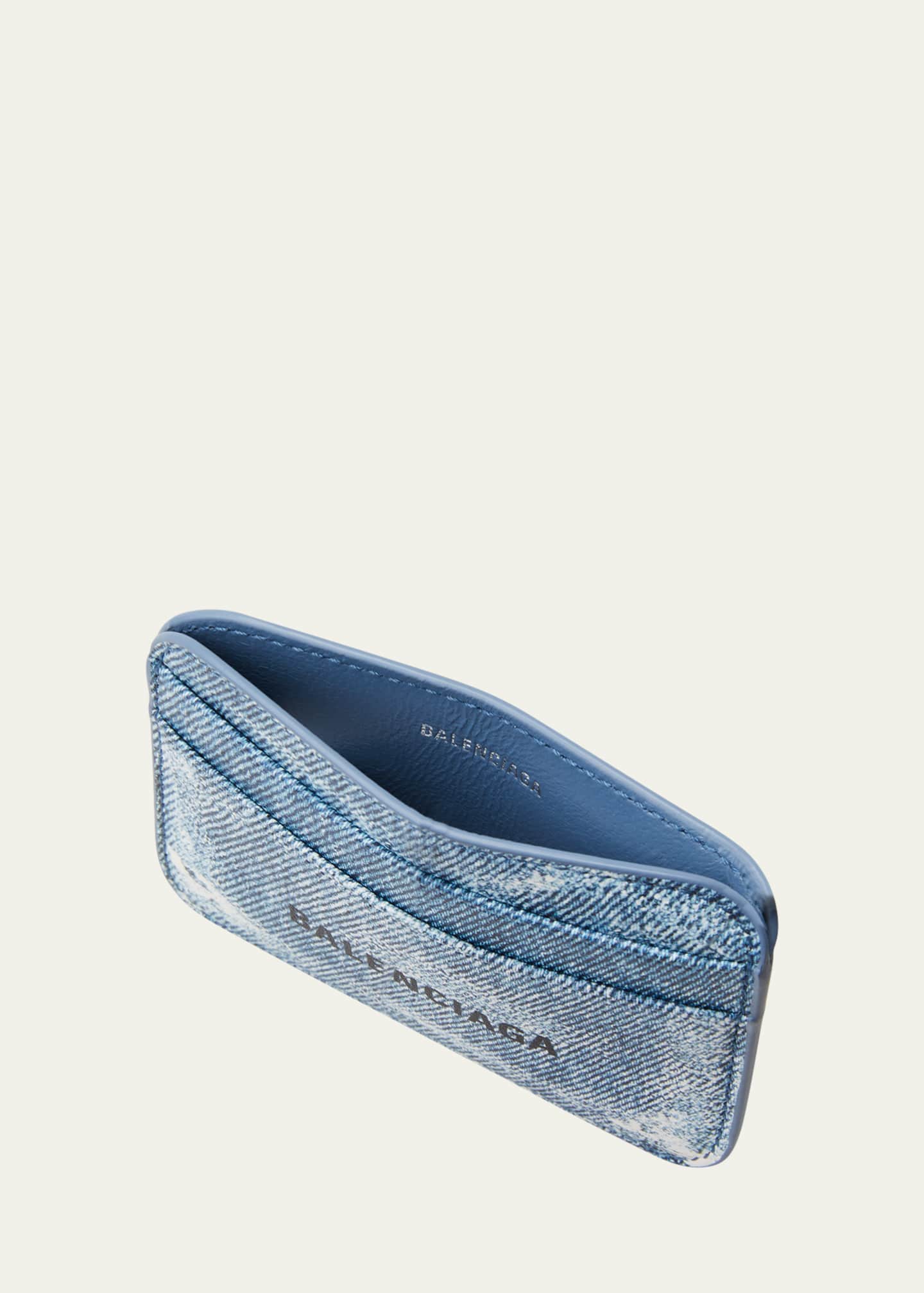 Balenciaga Cash Denim-Print Card Holder - Bergdorf Goodman