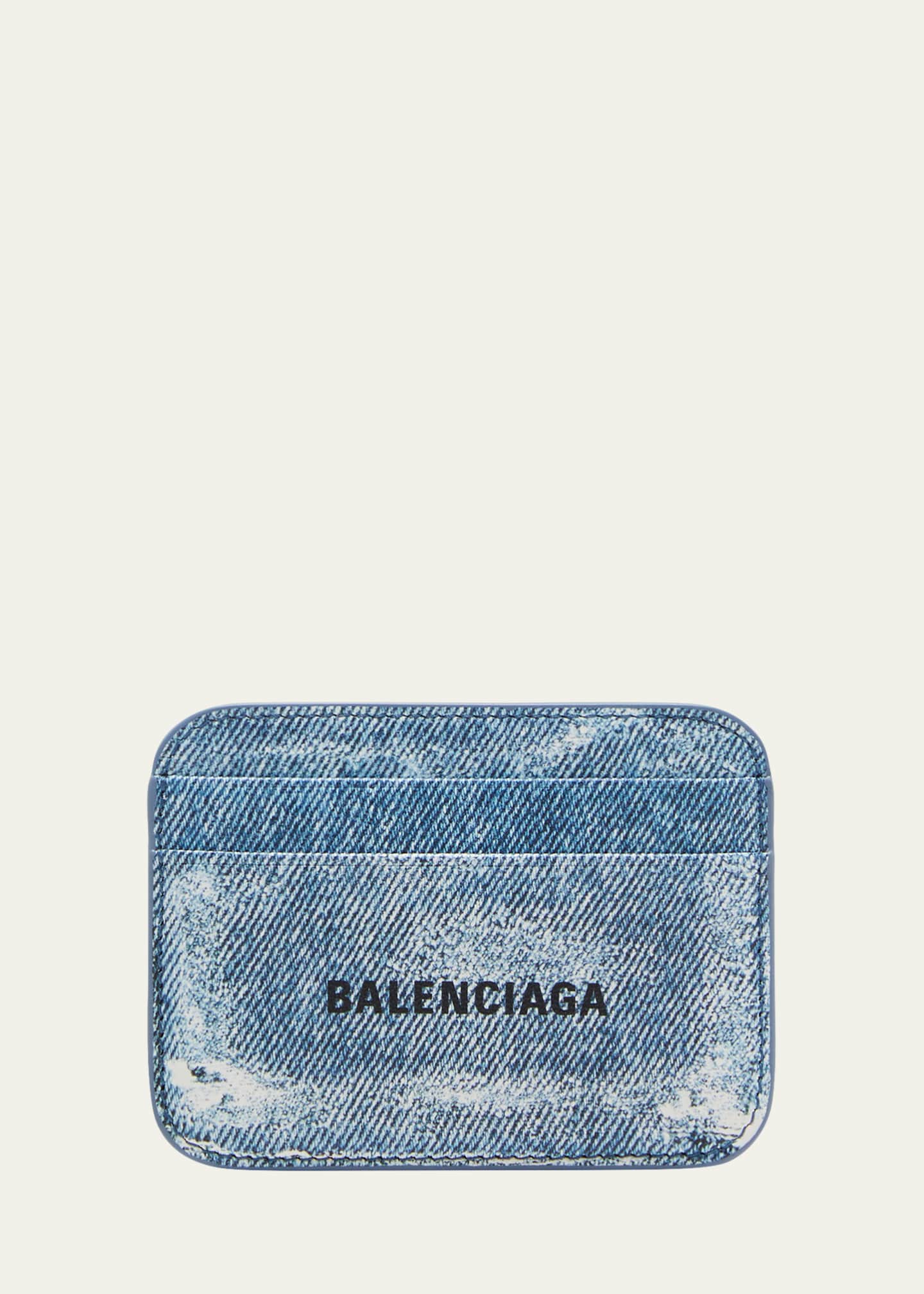 Balenciaga Cash Denim-Print Card Holder - Bergdorf Goodman
