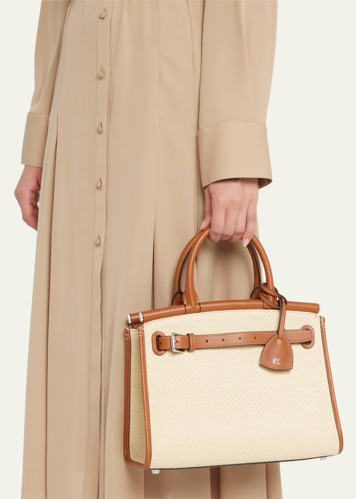 Ralph Lauren Collection RL 50 Medium Raffia Top-Handle Bag - Bergdorf ...
