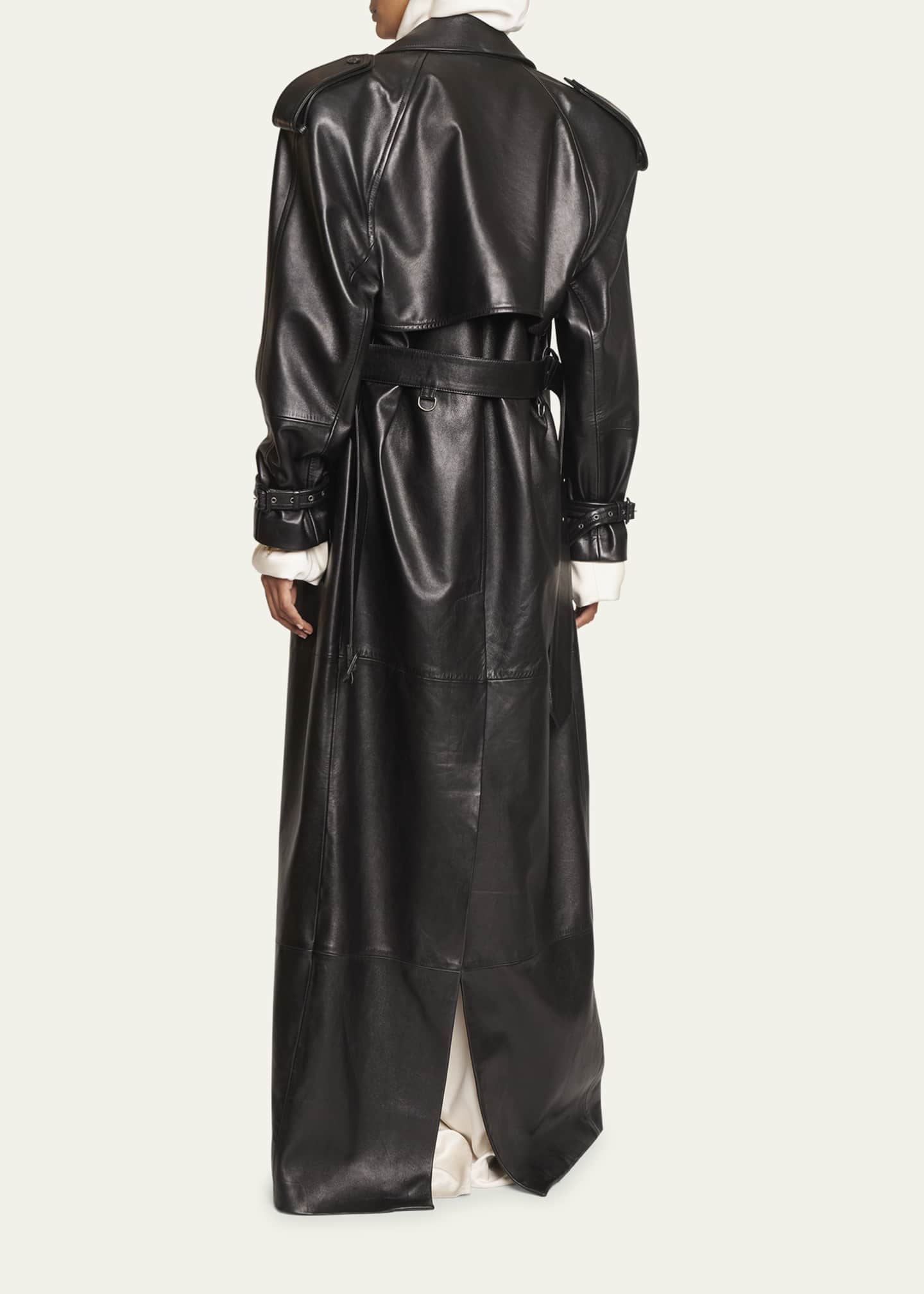 Saint Laurent Long Leather Trench Coat - Bergdorf Goodman