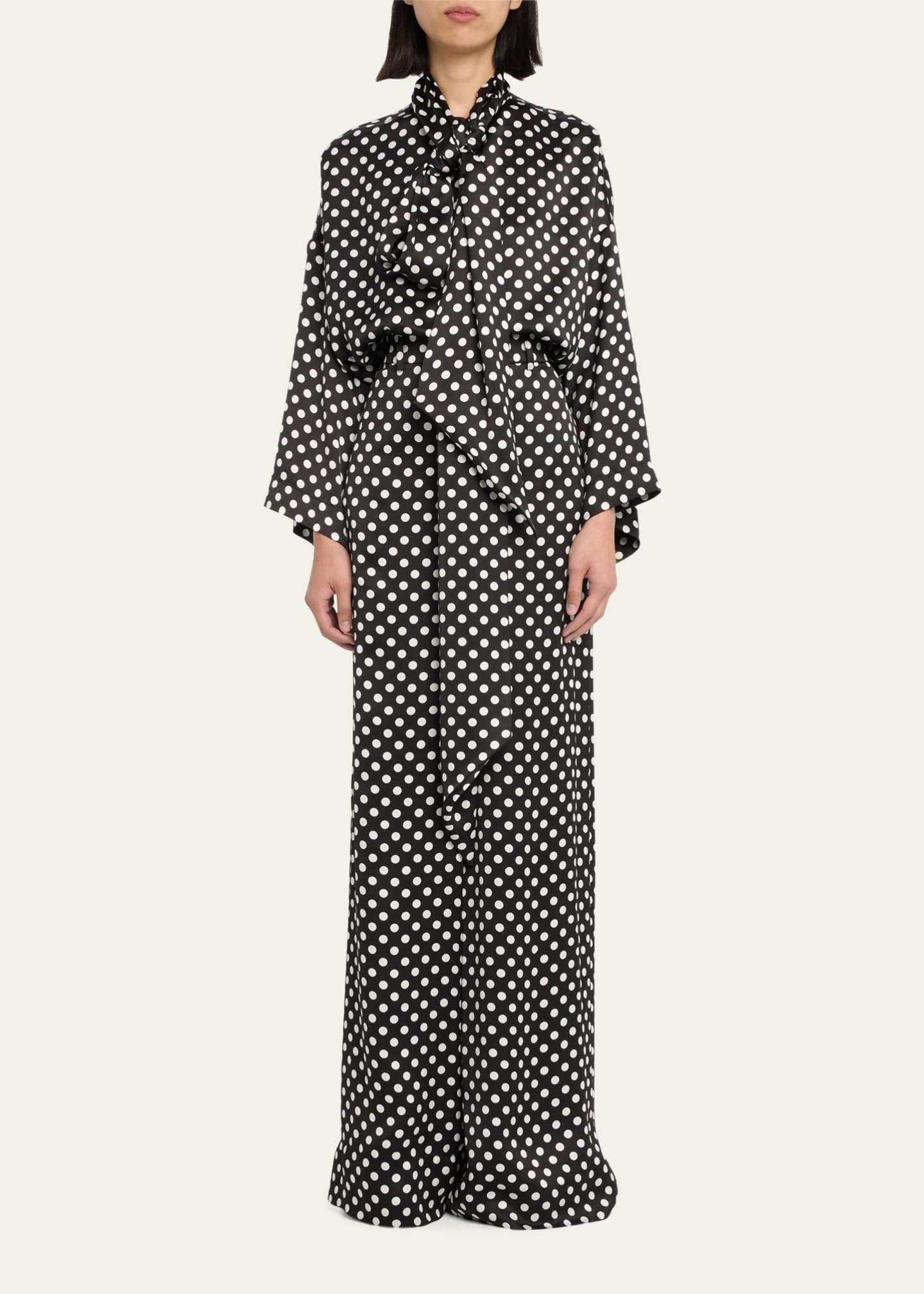 Saint Laurent Polka Dot Tie Neck Blouse Bergdorf Goodman