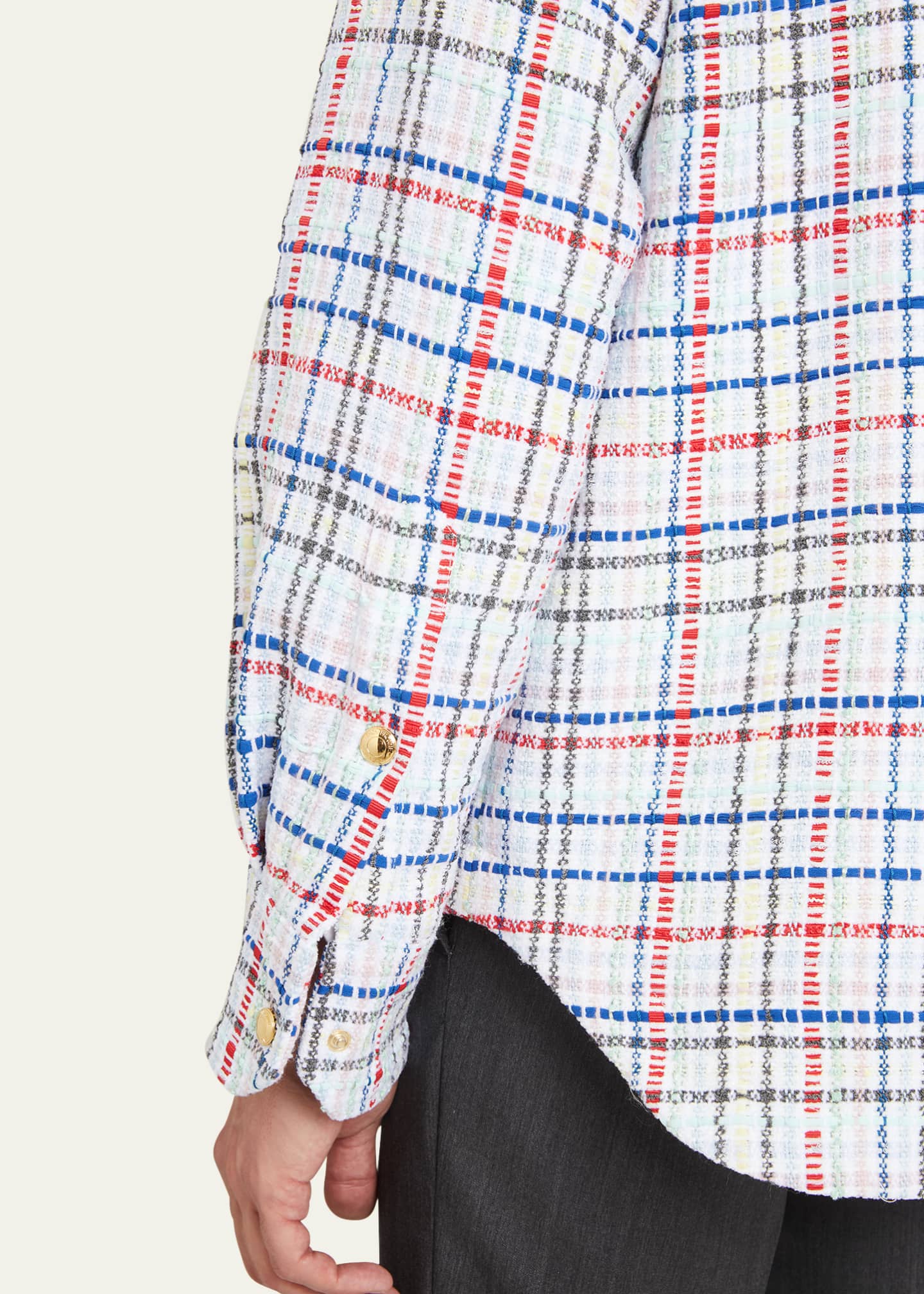 Thom Browne Men's Check Tweed Shirt Jacket - Bergdorf Goodman
