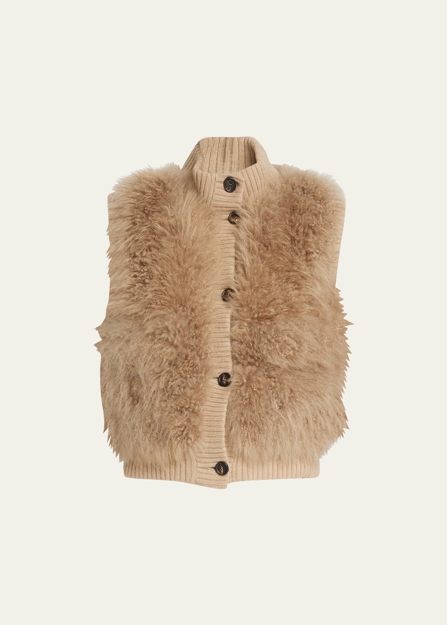 Brunello Cucinelli Cashmere Shearling Vest with Monili Detail ...