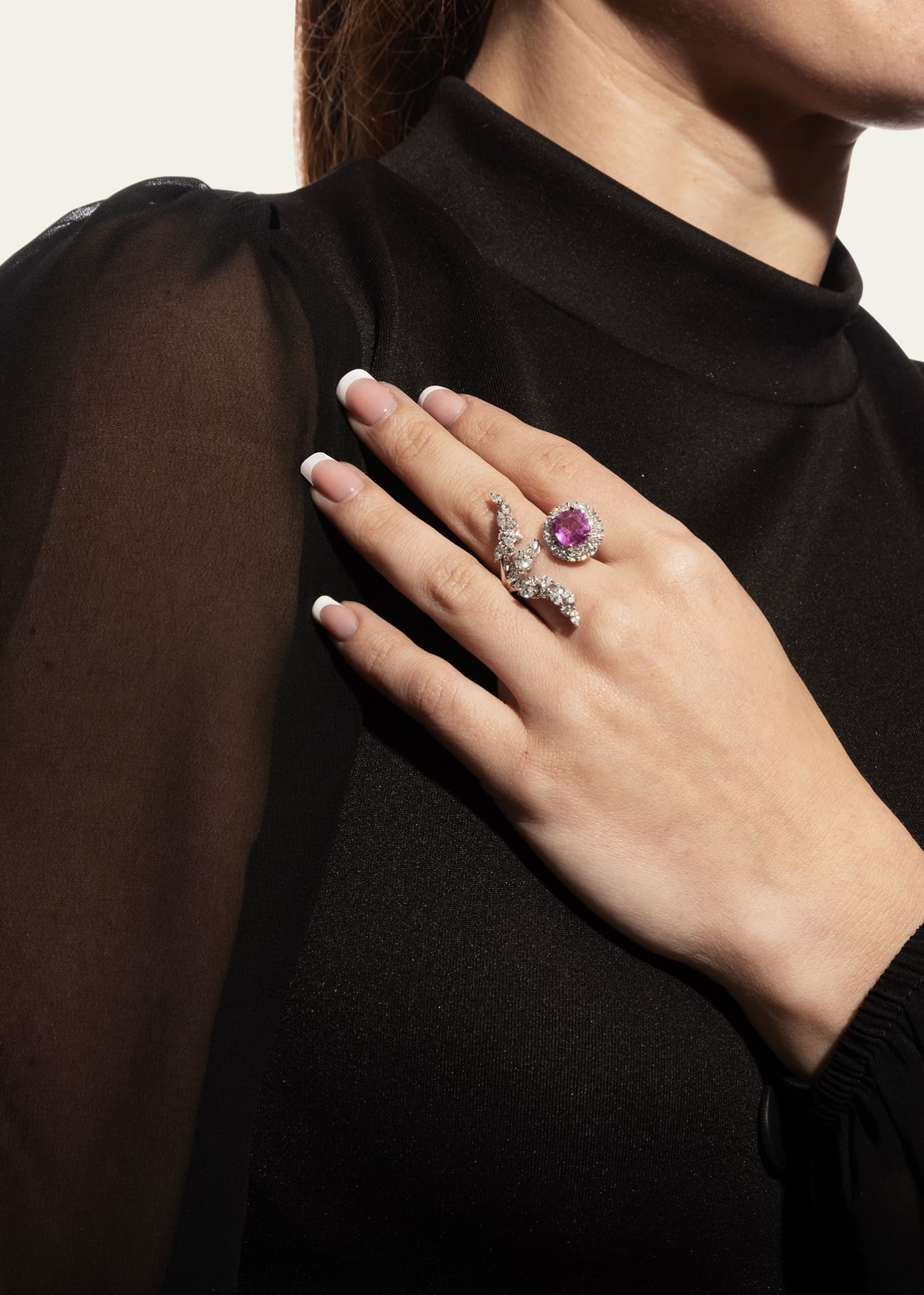 Yeprem 18K White Gold Ring with Diamonds and Pink Sapphire - Bergdorf ...