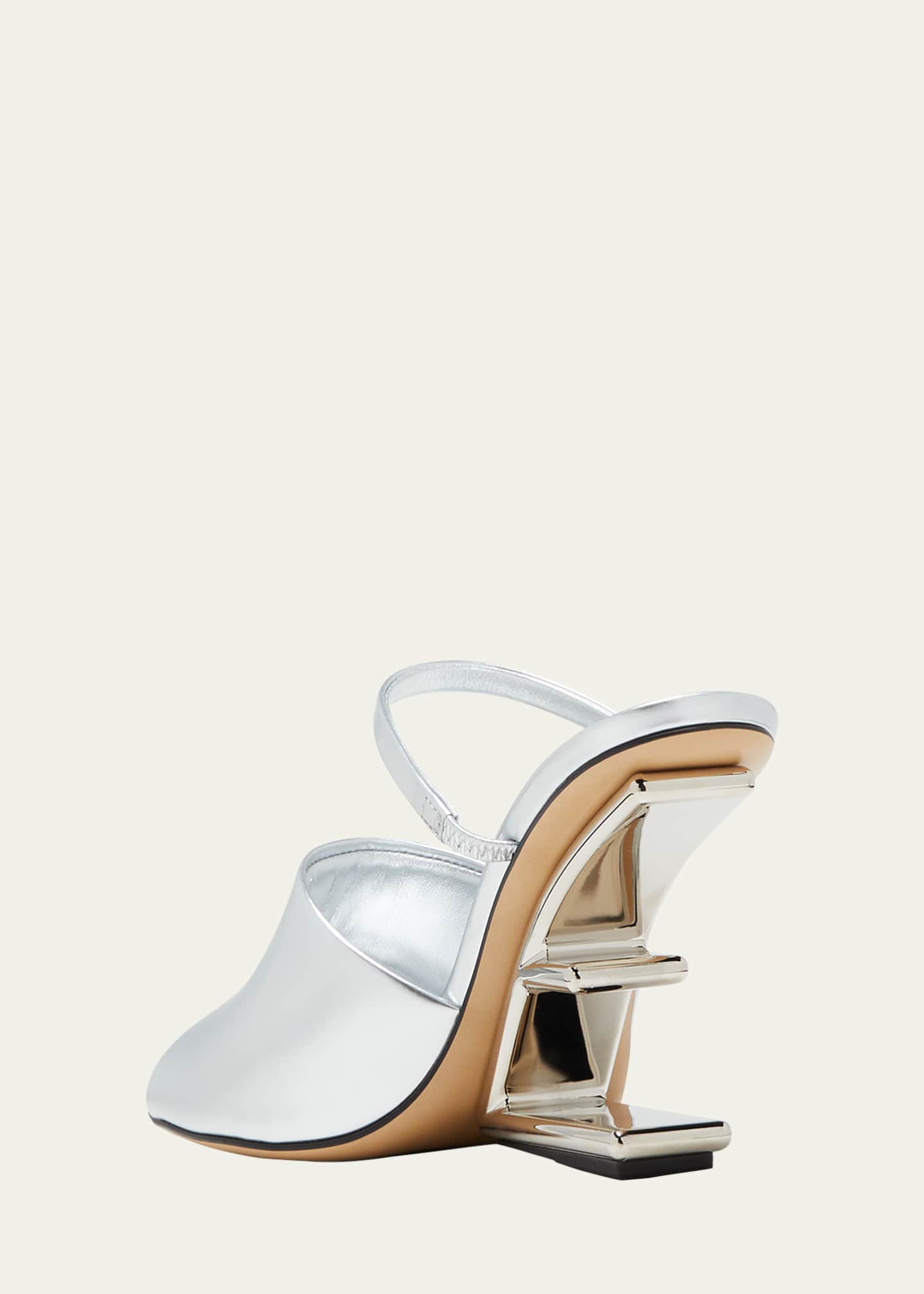 Fendi First Metallic F-Heel Mule Sandals - Bergdorf Goodman