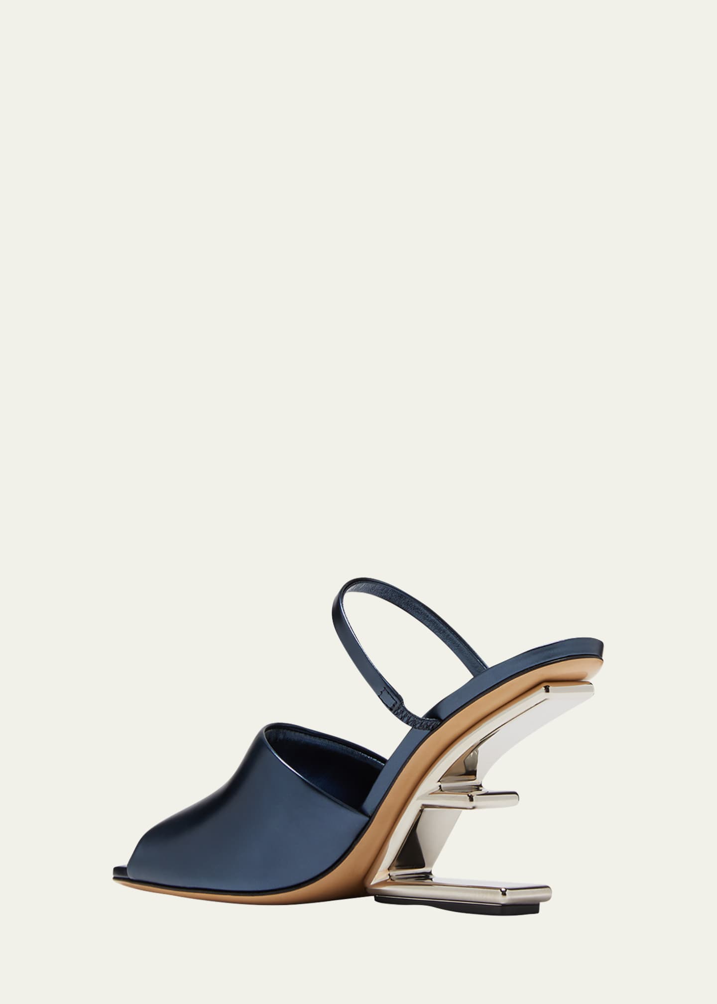 Fendi First Metallic F-Heel Mule Sandals - Bergdorf Goodman