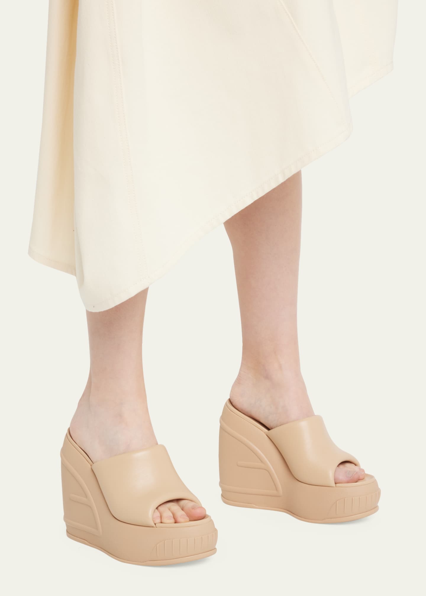 Fendi Padded Leather Platform Wedge Slides - Bergdorf Goodman