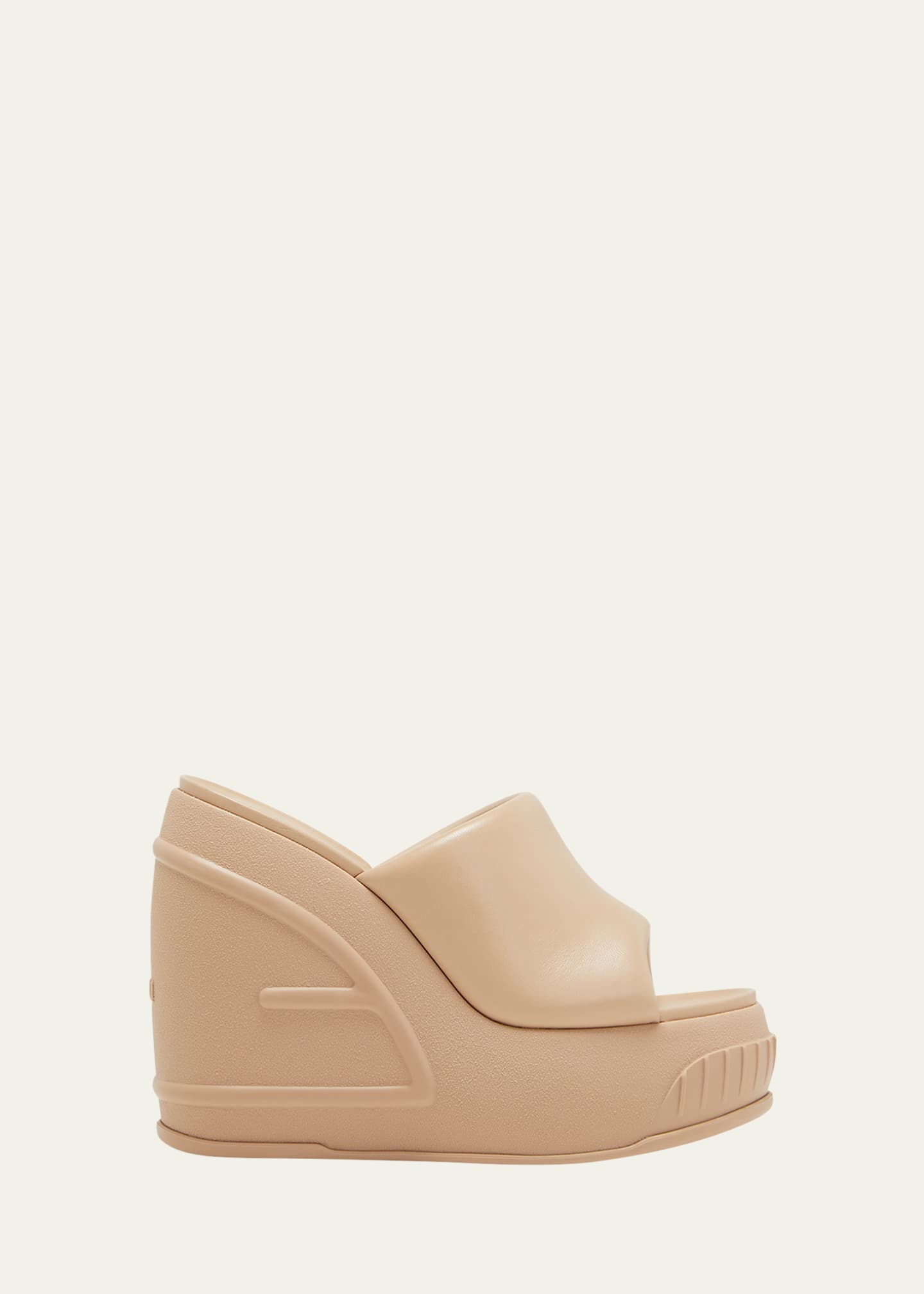 Fendi Padded Leather Platform Wedge Slides - Bergdorf Goodman