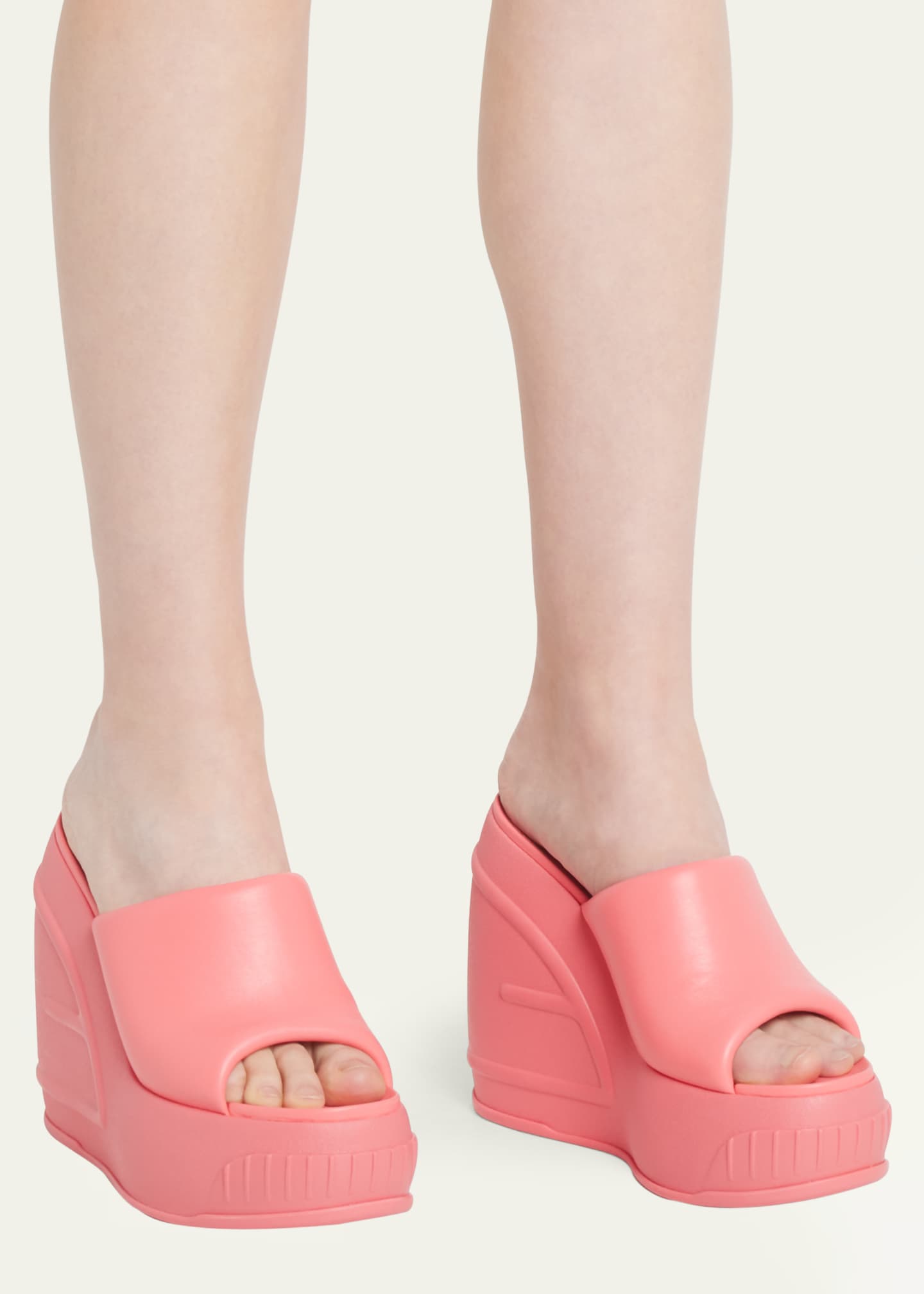 Fendi Padded Leather Platform Wedge Slides - Bergdorf Goodman