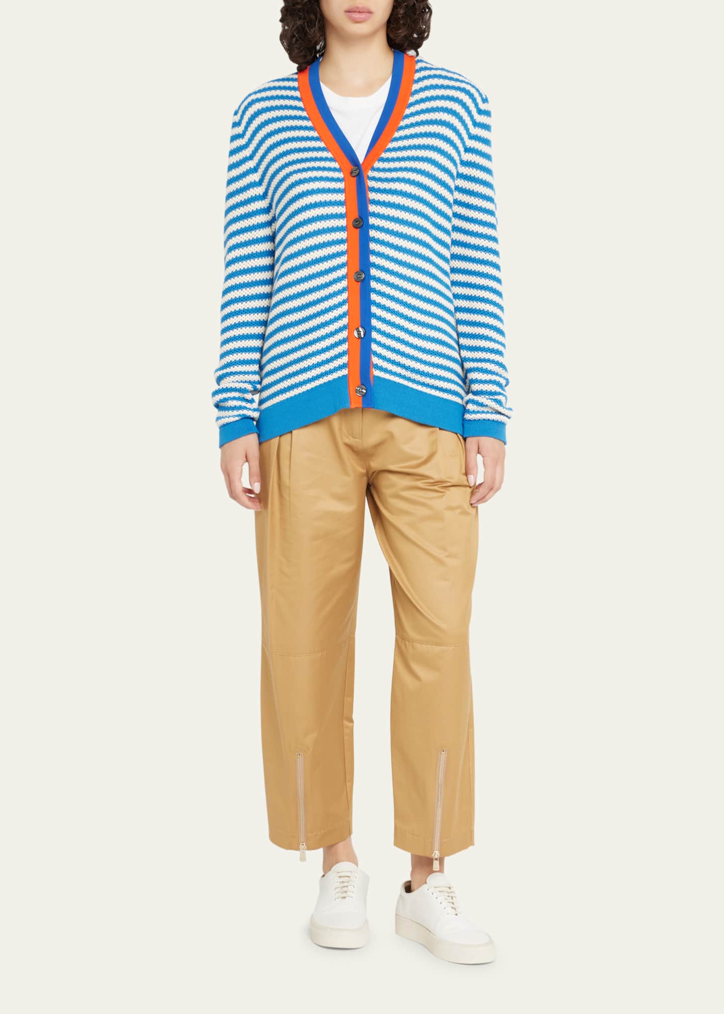 Kule The Raven Crochet Stripe Rib-Trim Cardigan - Bergdorf Goodman