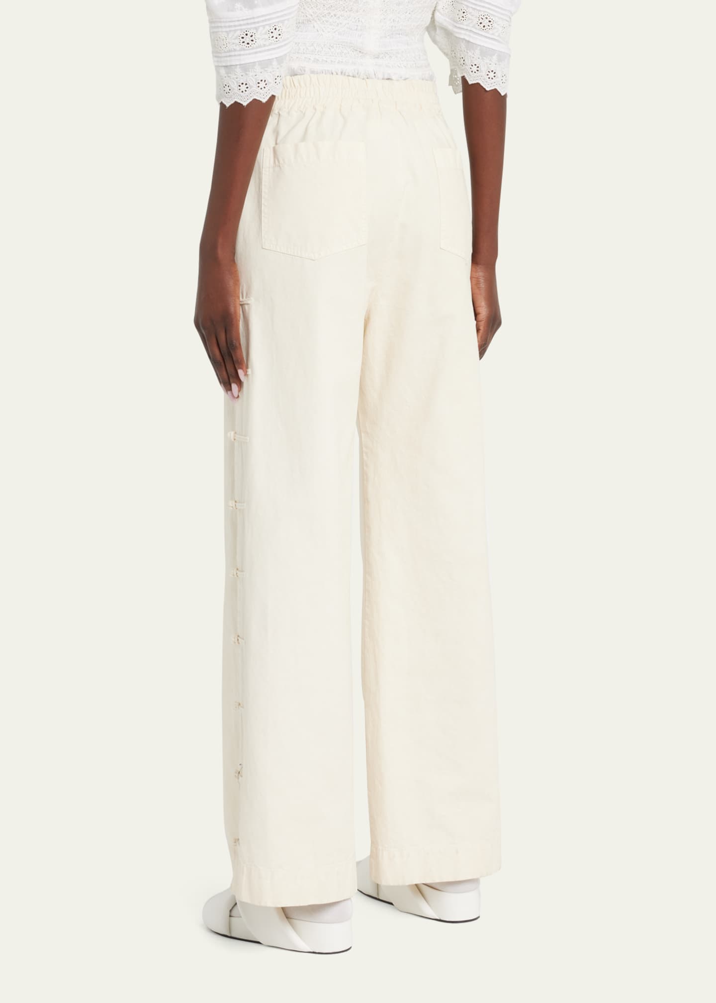 Sea Juni Wide-Leg Side-Button Pants - Bergdorf Goodman