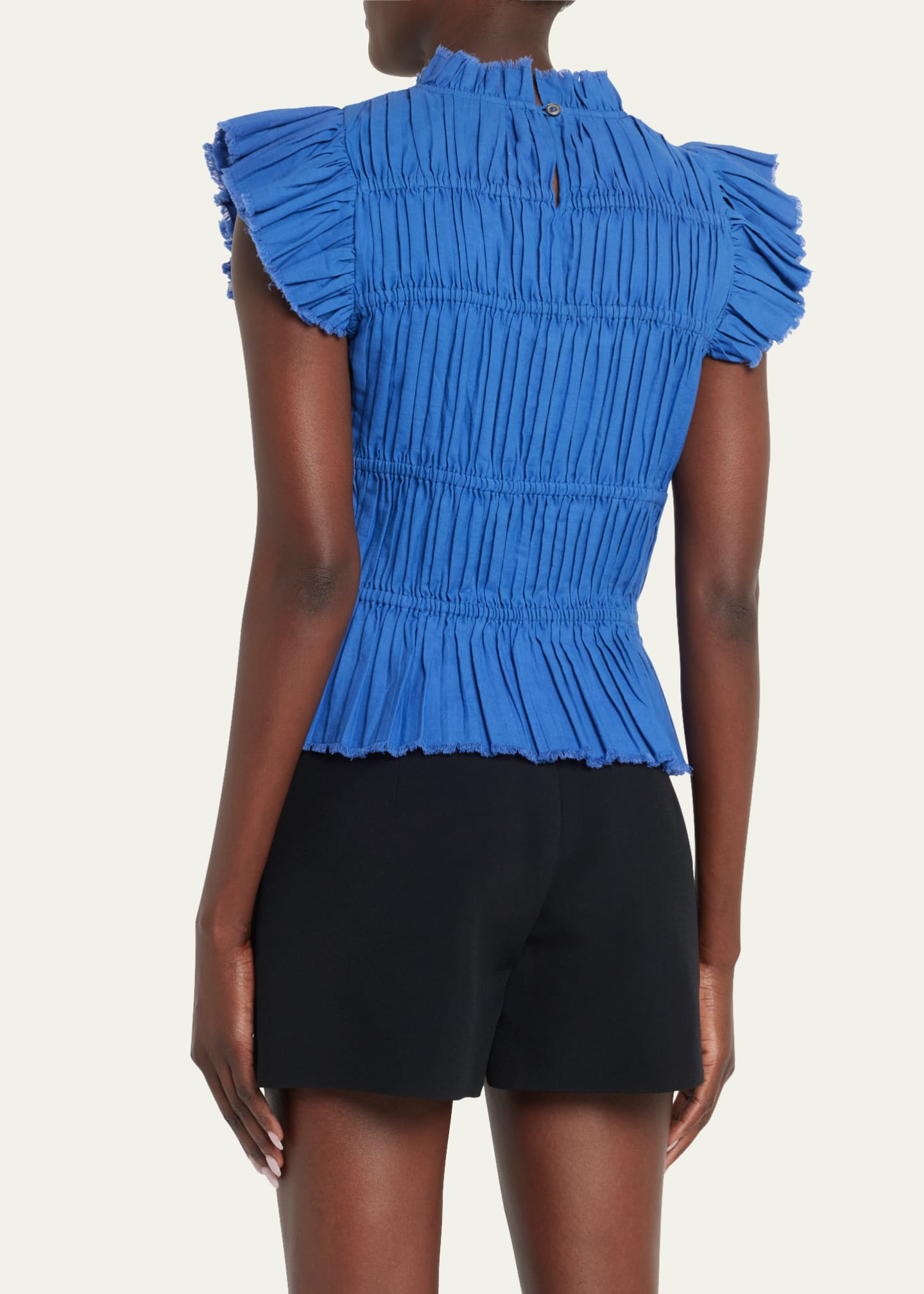 Sea Greir Pleated Flutter-Sleeve Top - Bergdorf Goodman