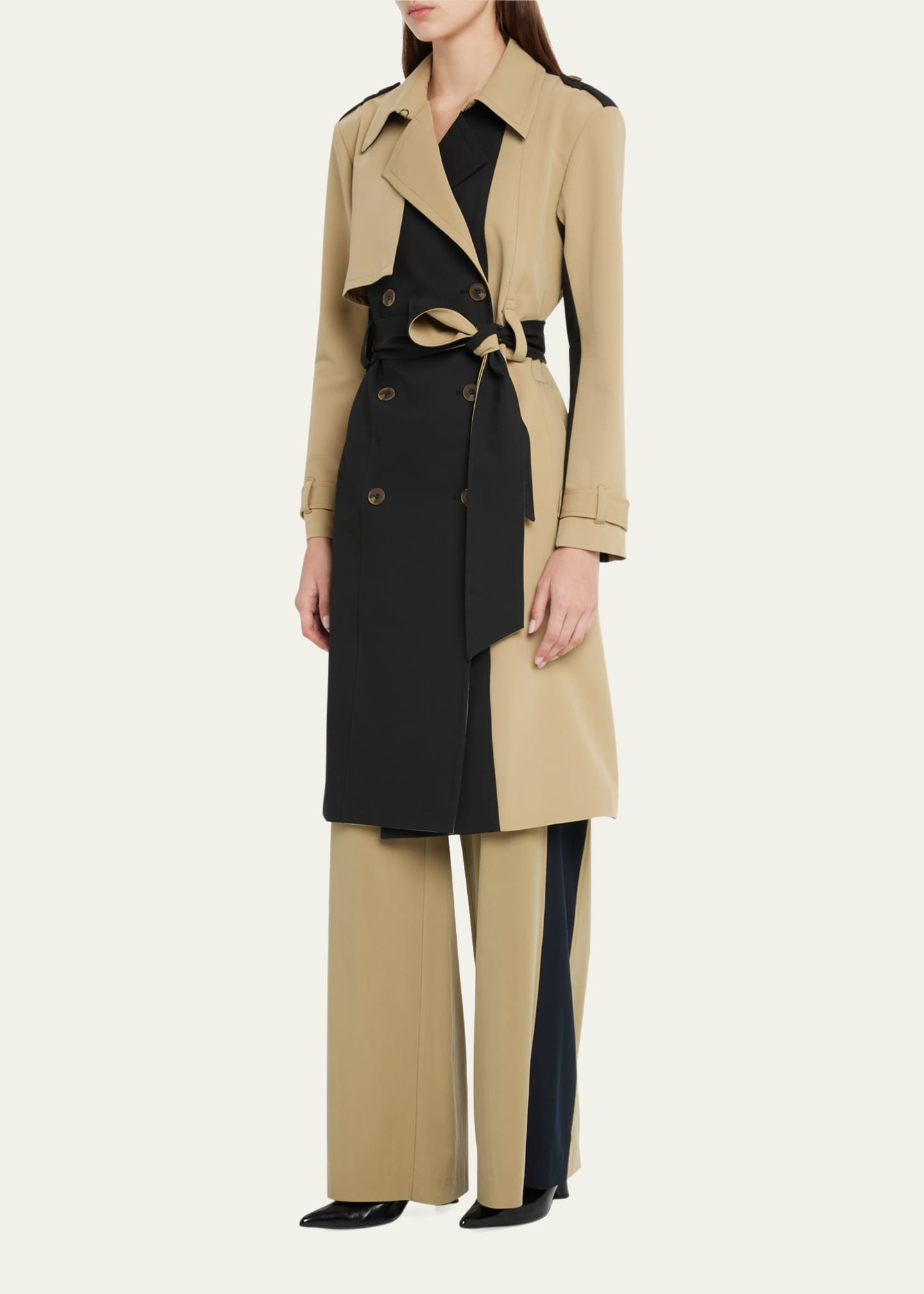 Toccin Skye Double-Breasted Colorblock Trench Coat - Bergdorf Goodman