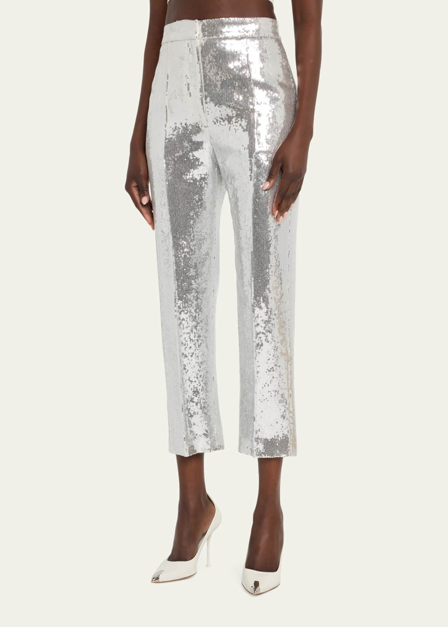 McQueen Sequin Straight-Leg Trousers - Bergdorf Goodman