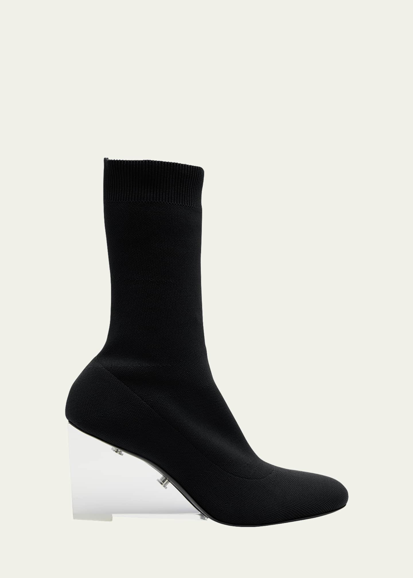 Alexander McQueen Knit Clear-Wedge Sock Booties - Bergdorf Goodman