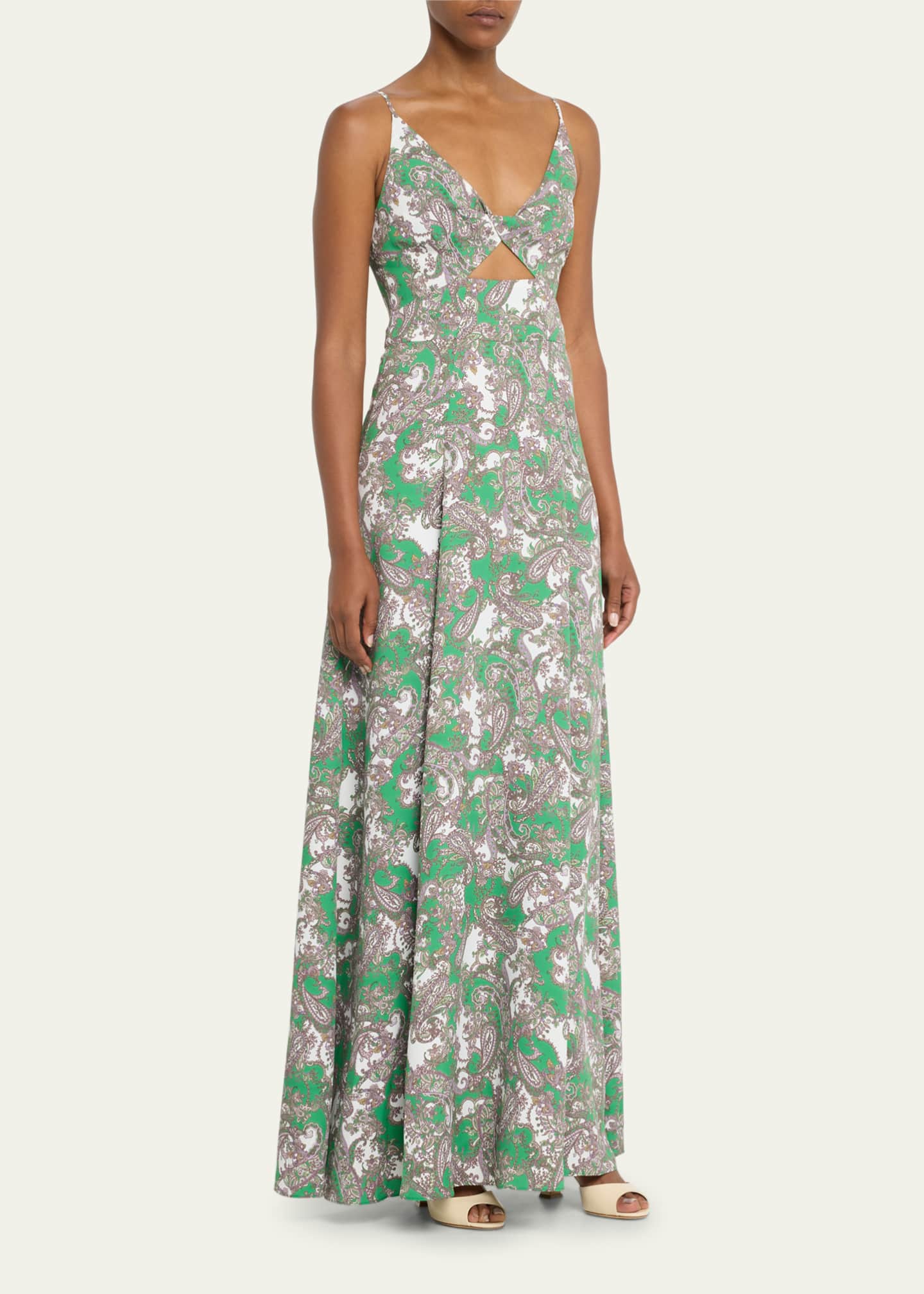L'Agence Paisley Porter Twist-Front Maxi Dress - Bergdorf Goodman